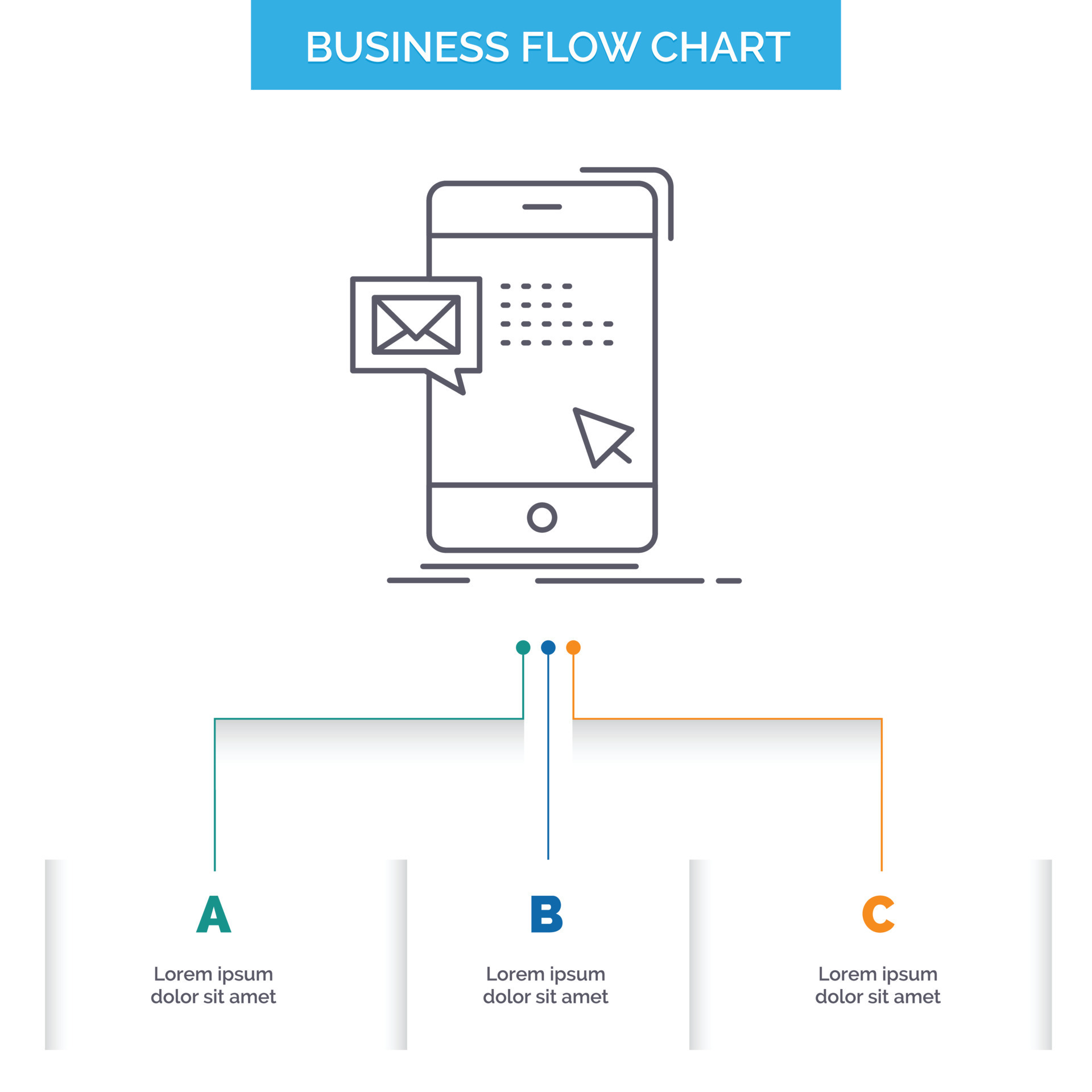 Bulk Dialog Instant Mail Message Business Flow Chart Design With 3 Steps Line Icon For