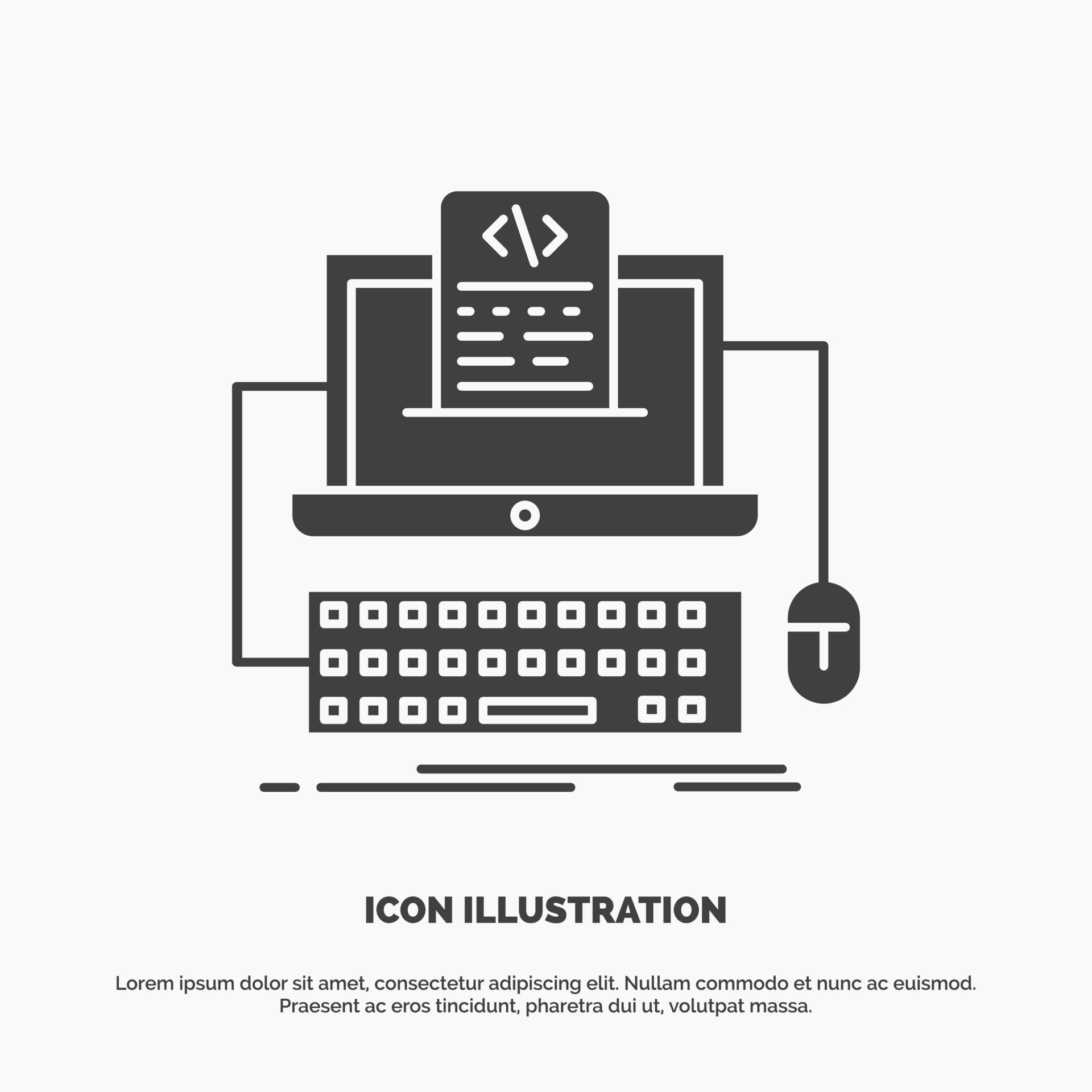 Code Coding Computer Monoblock Screen Icon Glyph Vector Gray Symbol For Ui And Ux Website