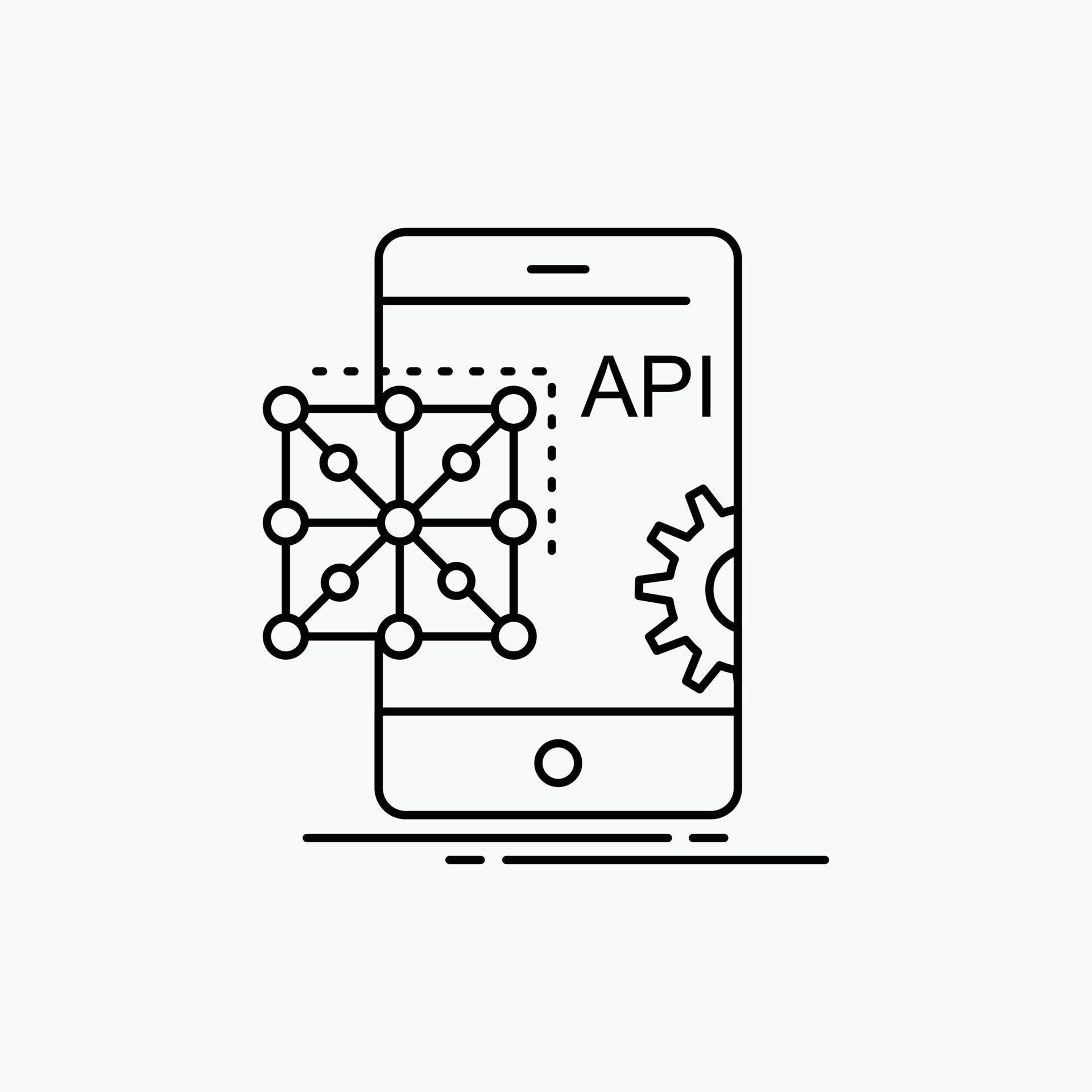 Api Application Coding Development Mobile Line Icon Vector