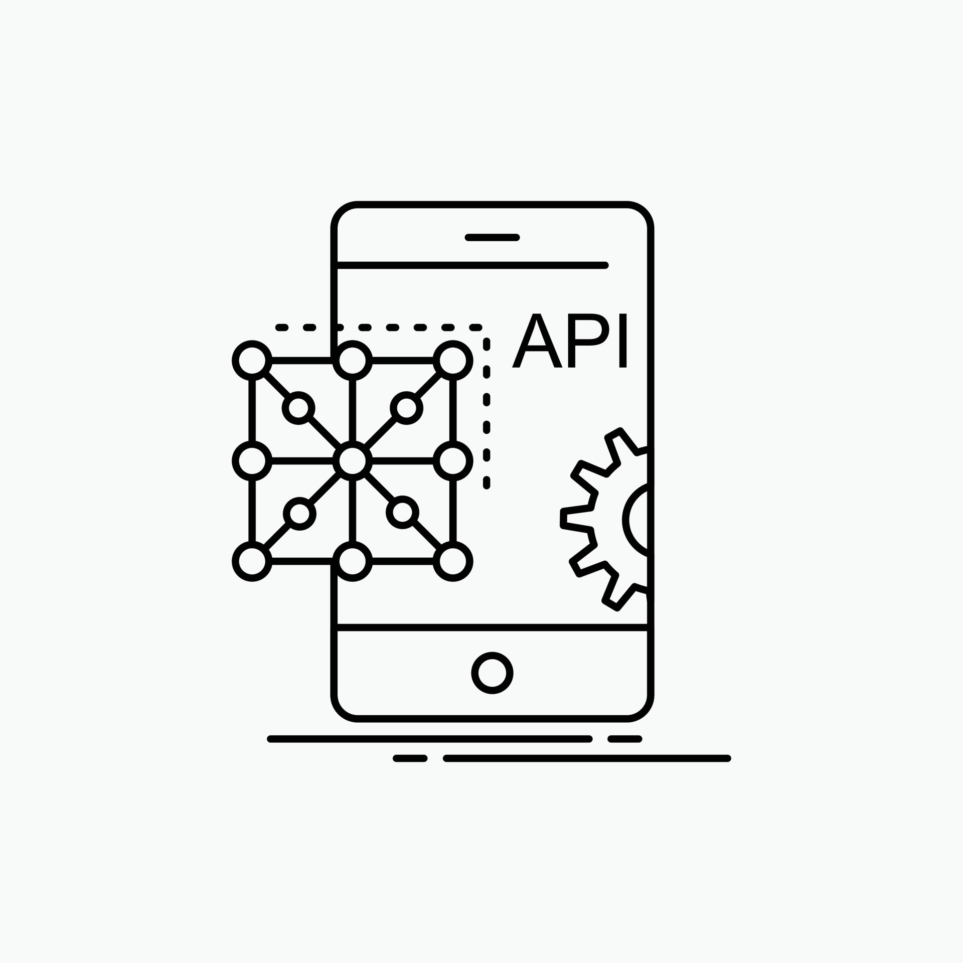 API. solicitud. codificación. desarrollo. icono de línea móvil ...