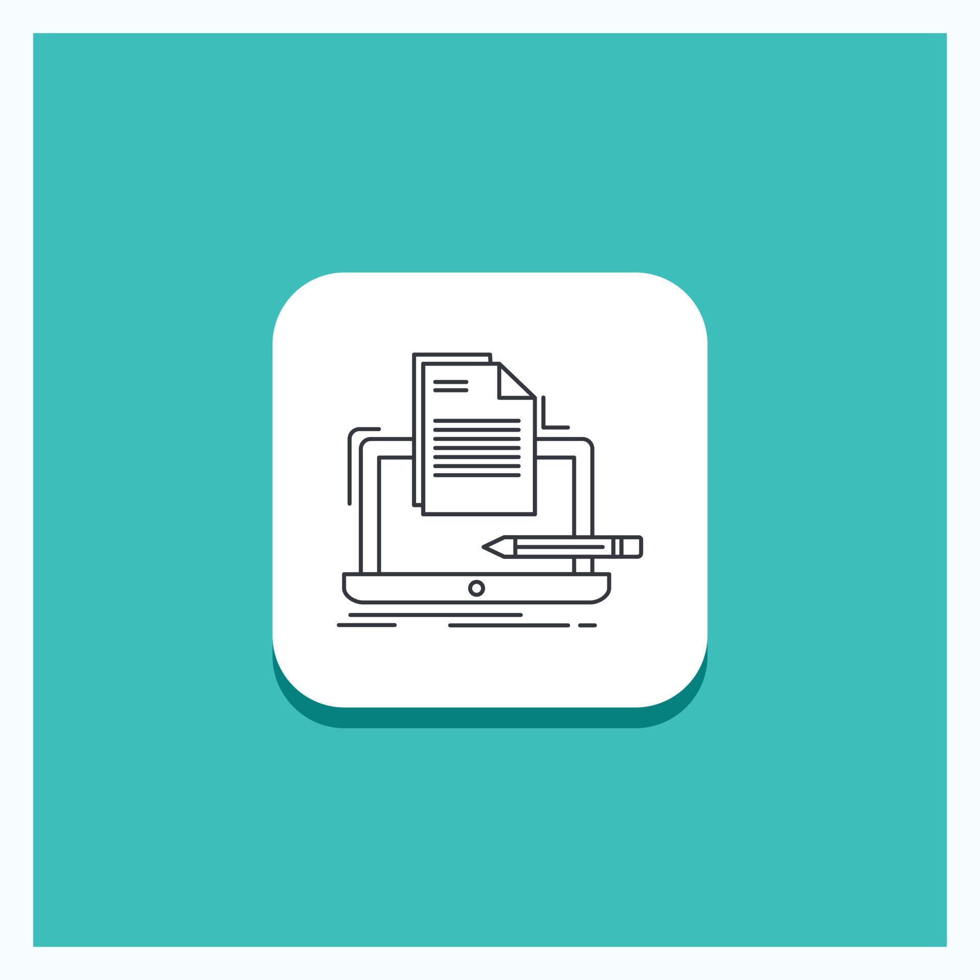 Round Button For Coder Coding Computer List Paper Line Icon Turquoise Background 12811139