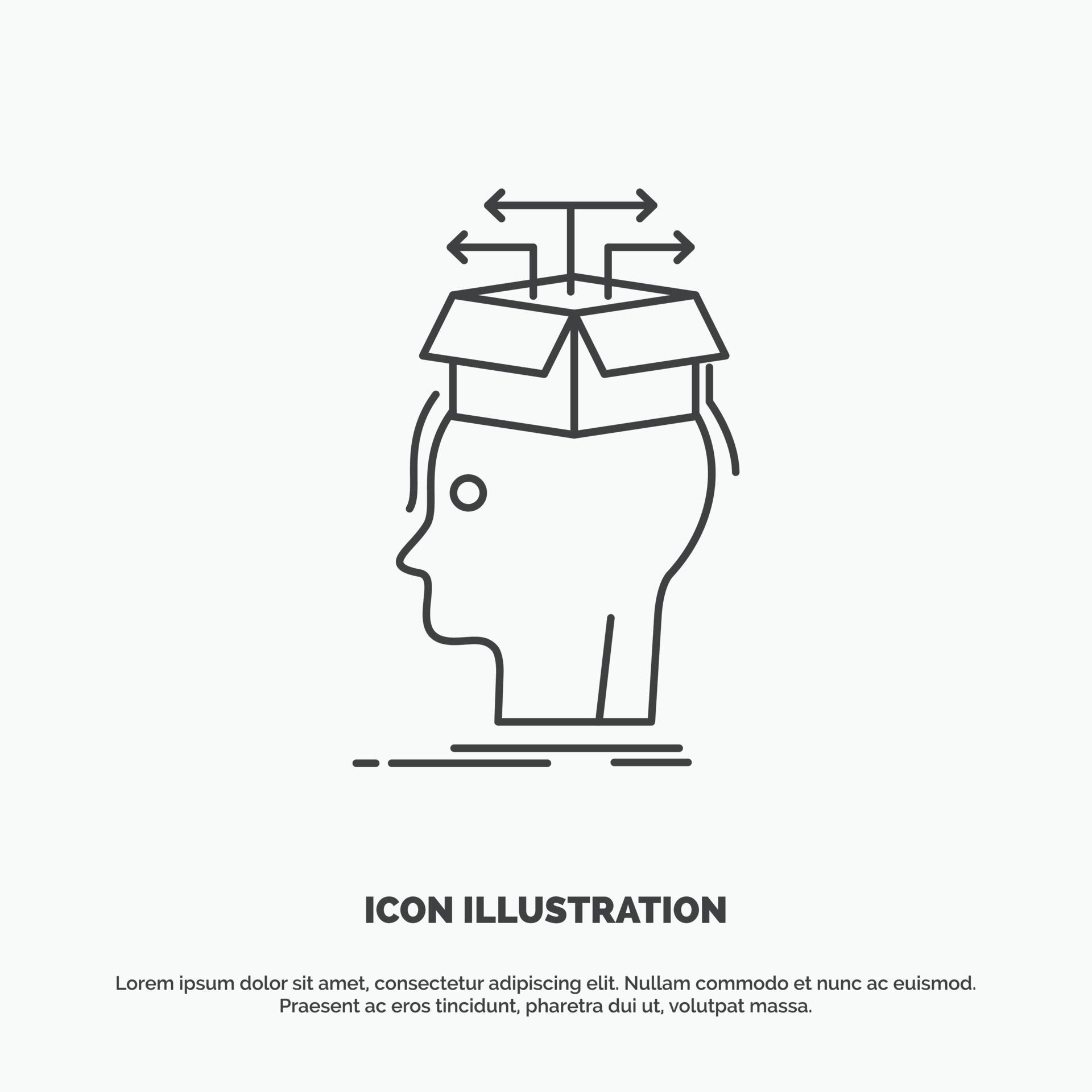 Data. extraction. head. knowledge. sharing Icon. Line vector gray ...