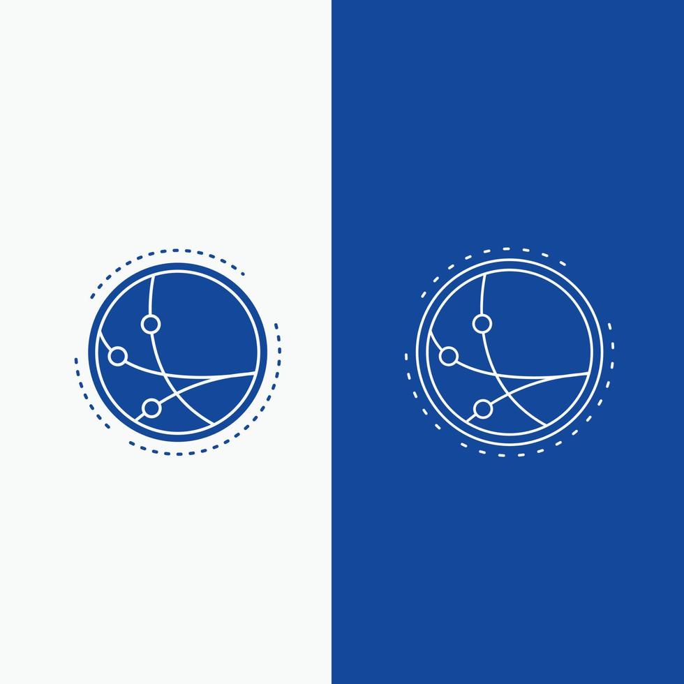 Worldwide Communication Connection Internet Network Line And Glyph Web Button In Blue Color