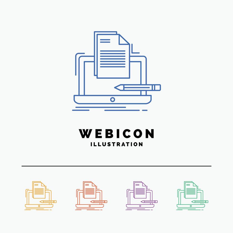 Coder Coding Computer List Paper 5 Color Line Web Icon Template Isolated On White Vector