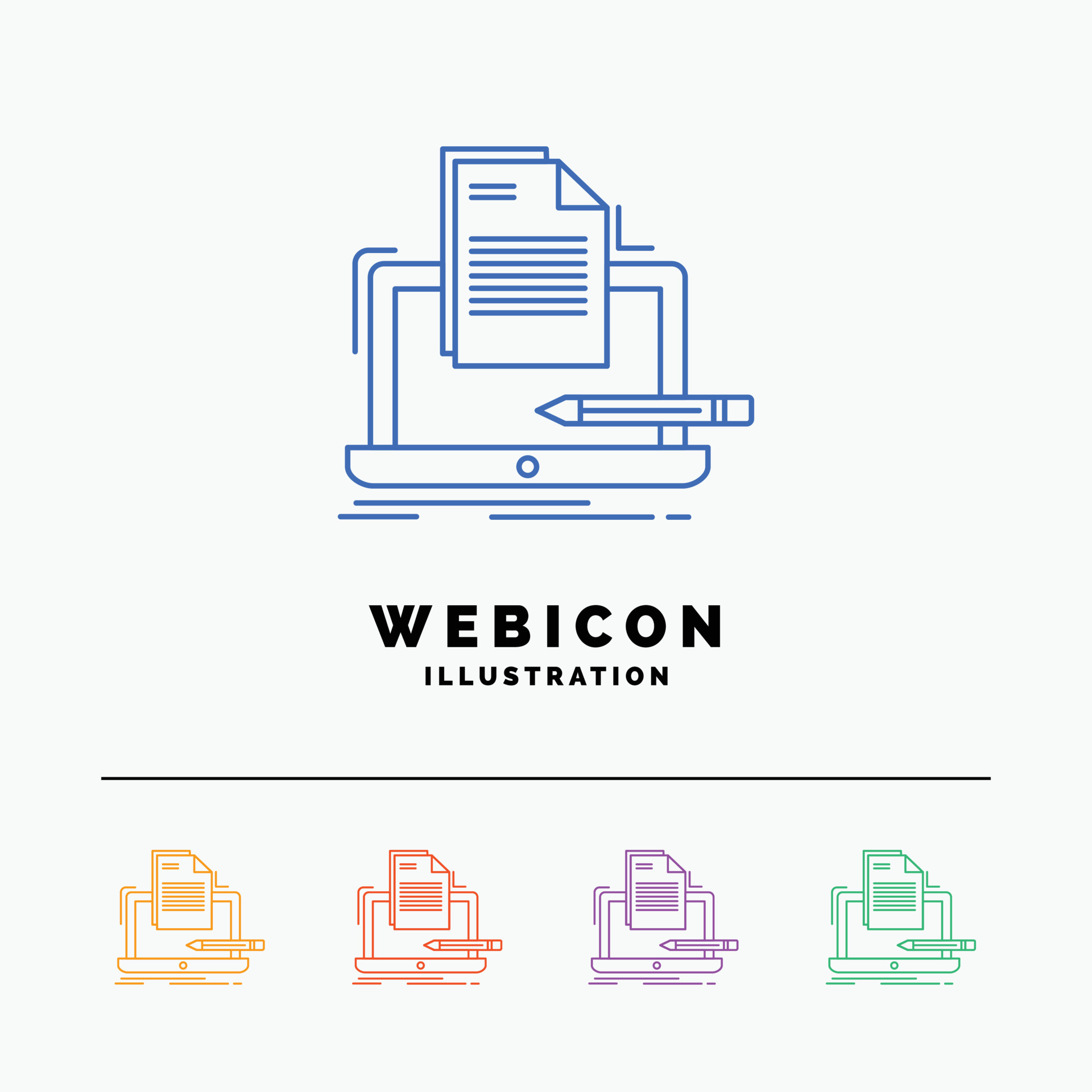 Coder Coding Computer List Paper 5 Color Line Web Icon Template Isolated On White Vector