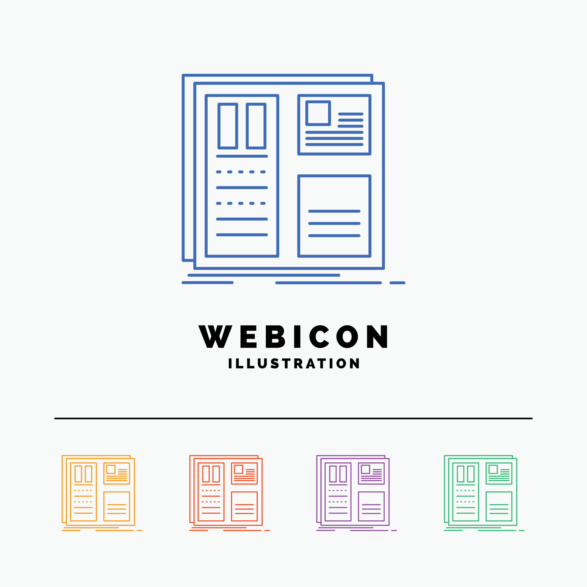 Design. grid. interface. layout. ui 5 Color Line Web Icon Template isolated on white. Vector ...