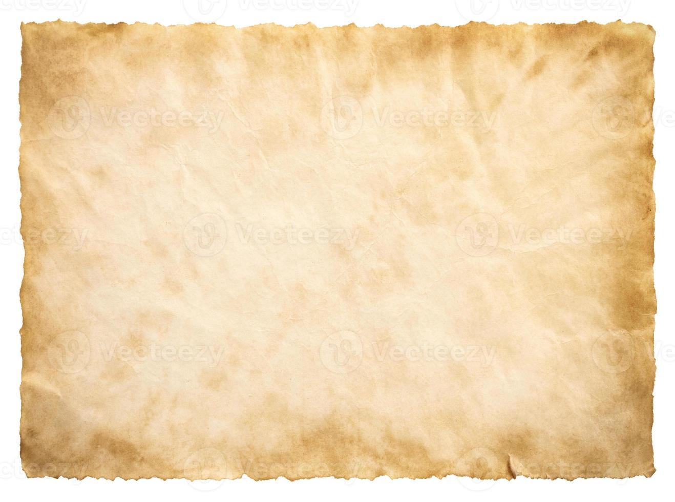 Old Parchment Paper Sheet Vintage Aged Or Texture Isolated On White