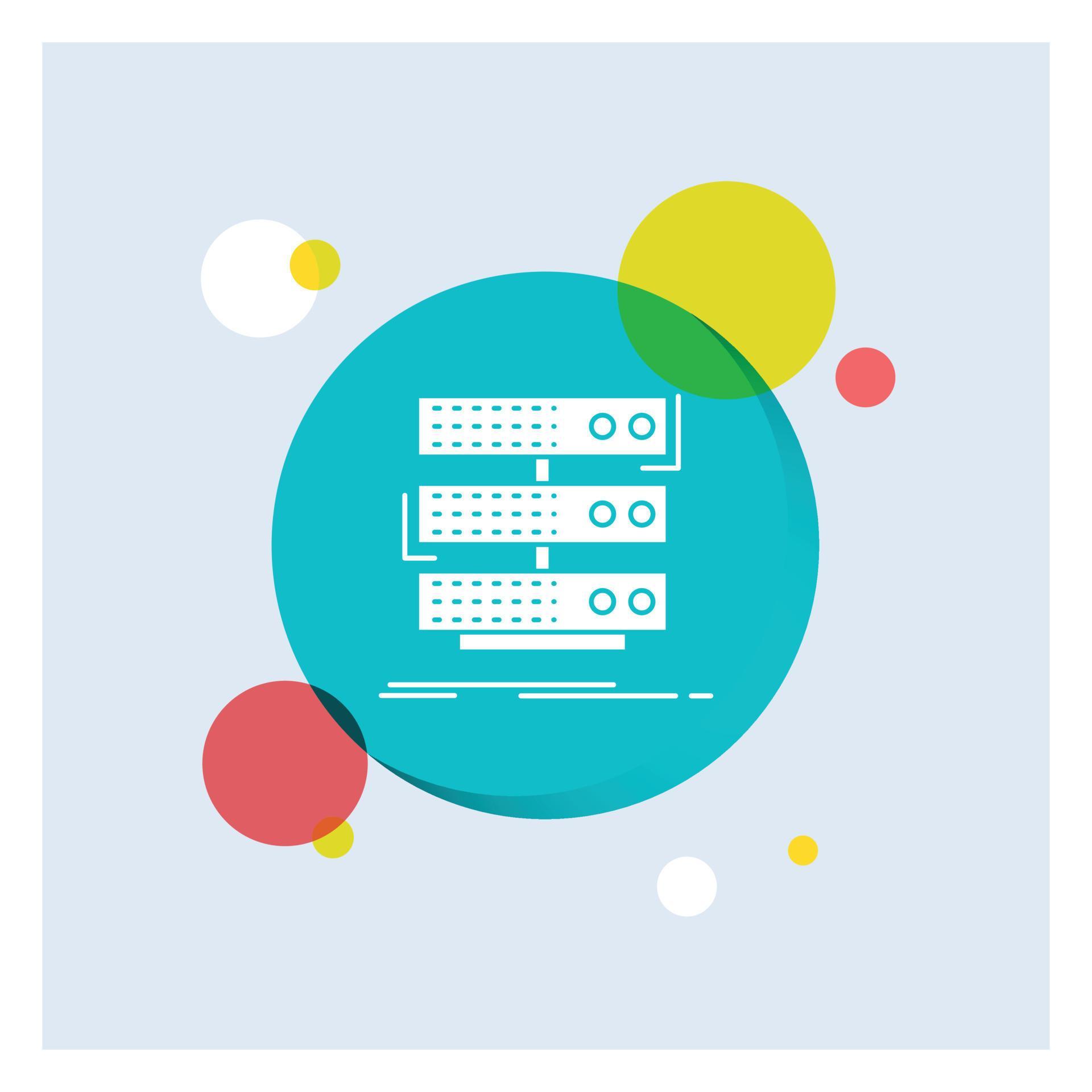 server. storage. rack. database. data White Glyph Icon colorful Circle Background 12812523 ...
