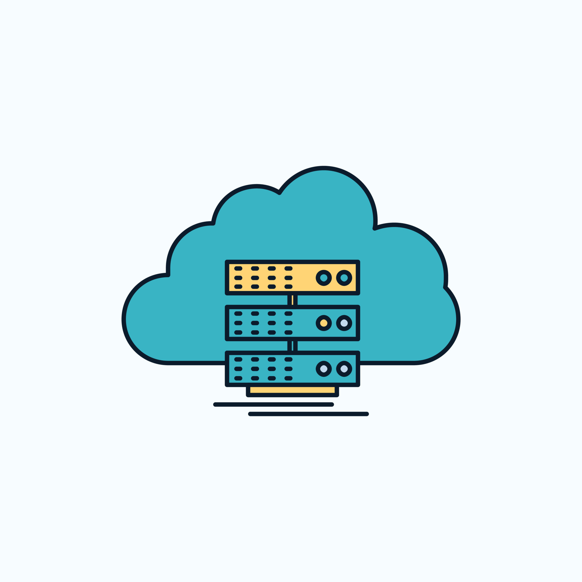 Cloud Storage Computing Data Flow Flat Icon Green And Yellow Sign And Symbols For Website