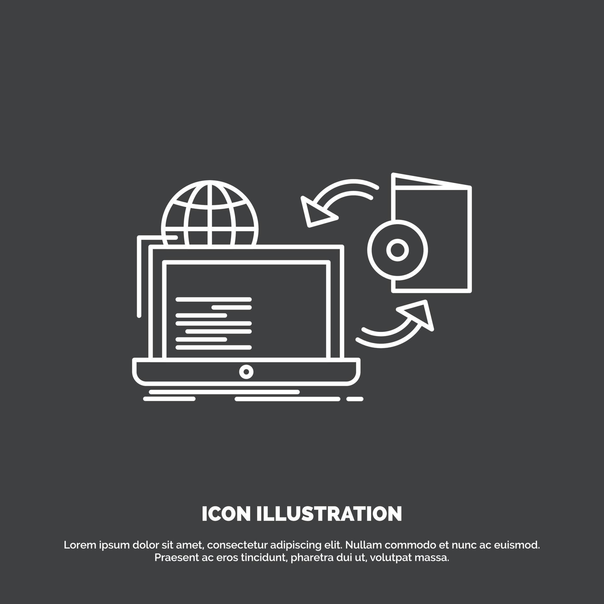 Disc. online. game. publish. publishing Icon. Line vector symbol for UI and UX. website or ...