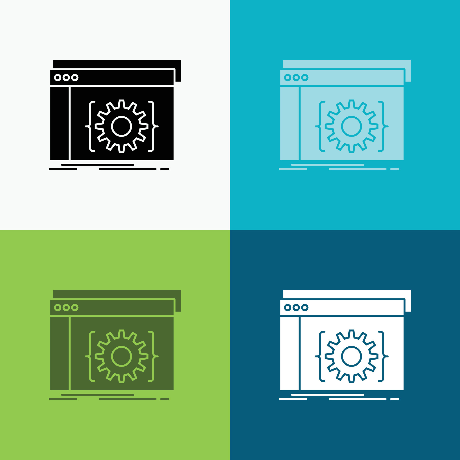 Api App Coding Developer Software Icon Over Various Background Glyph Style Design Designed