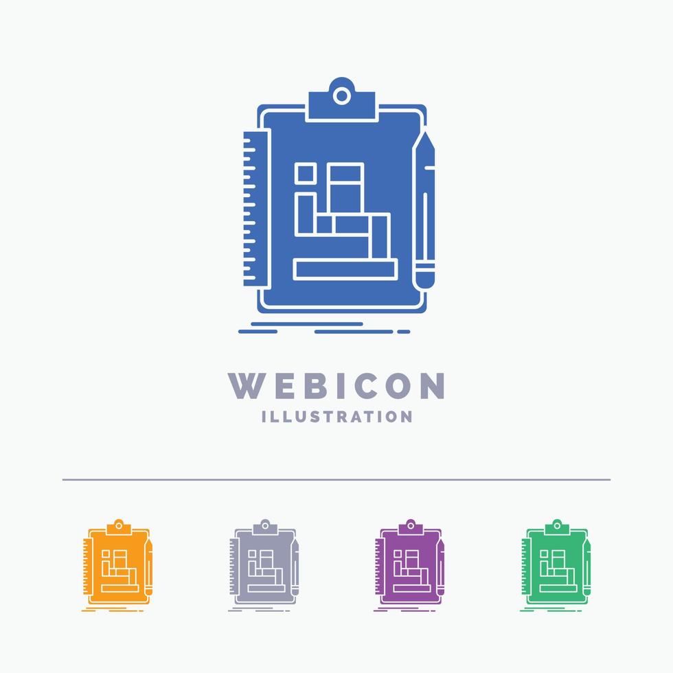 Algorithm Process Scheme Work Workflow 5 Color Glyph Web Icon Template Isolated On White
