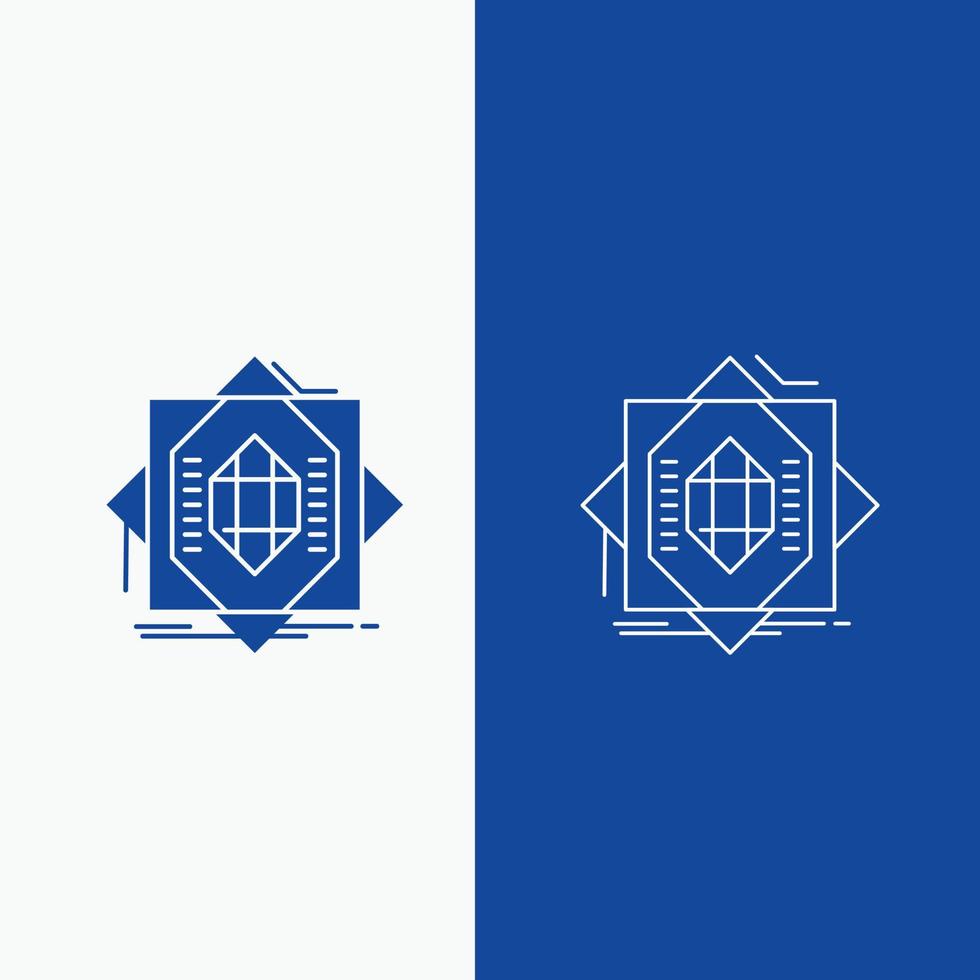 Abstract. core. fabrication. formation. forming Line and Glyph web Button in Blue color Vertical ...