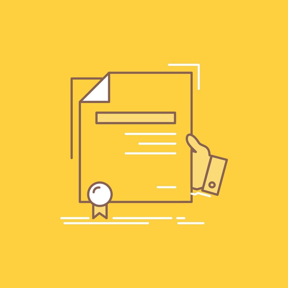 Certificate Degree Education Award Agreement Flat Line Filled Icon Beautiful Logo Button