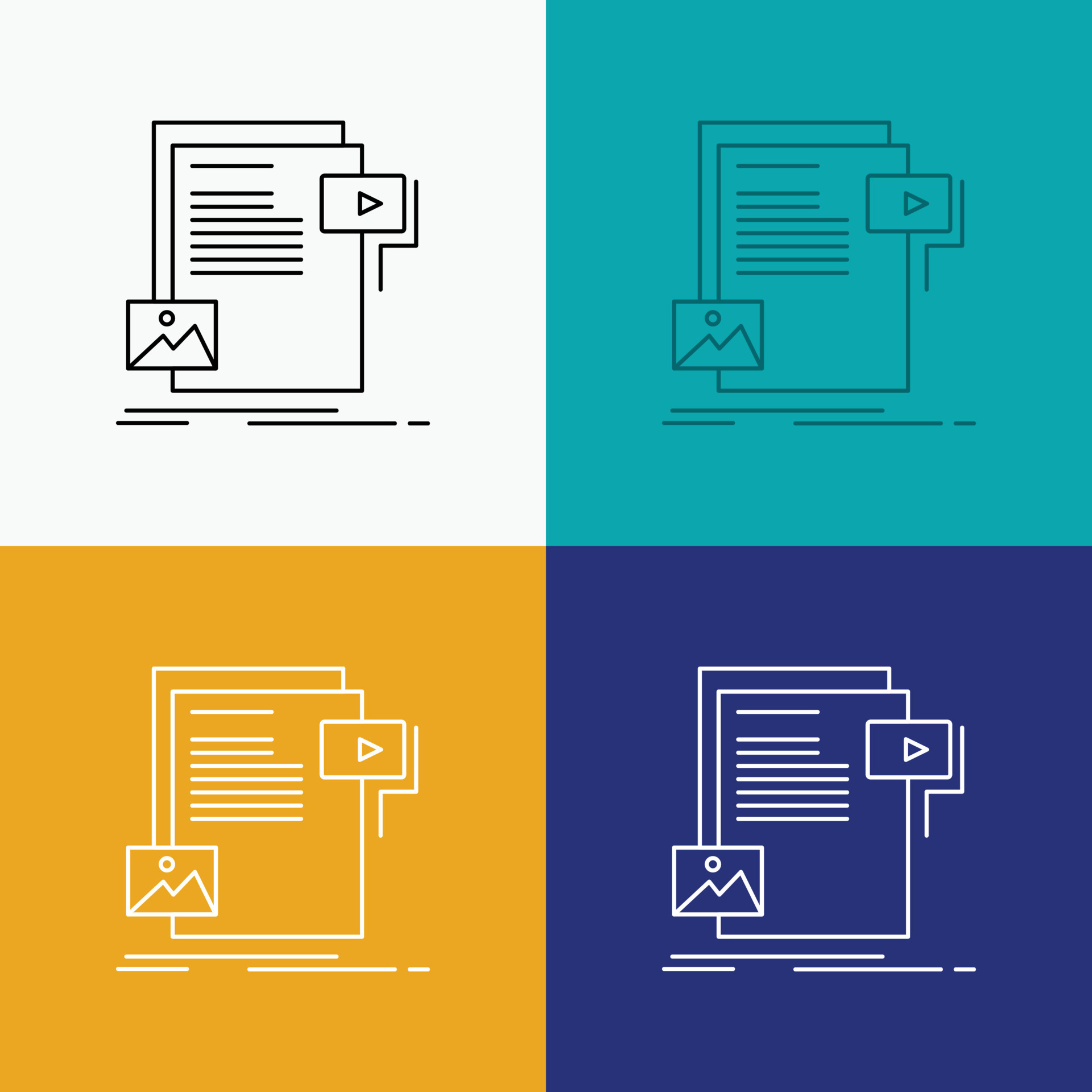 data. document. file. media. website Icon Over Various Background. Line style design. designed ...