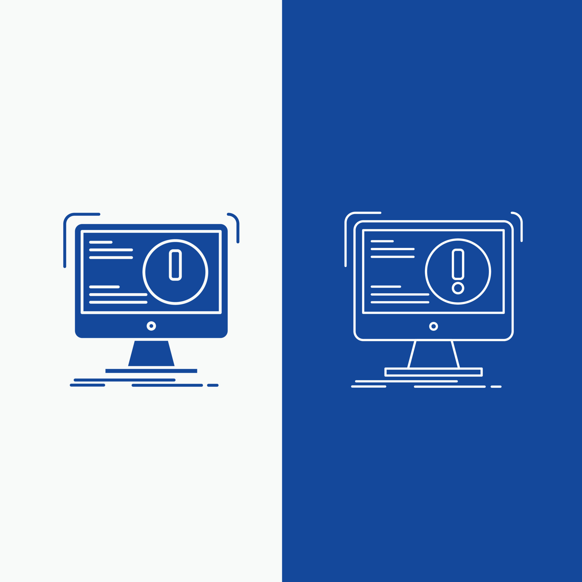 Alert. antivirus. attack. computer. virus Line and Glyph web Button in Blue color Vertical ...
