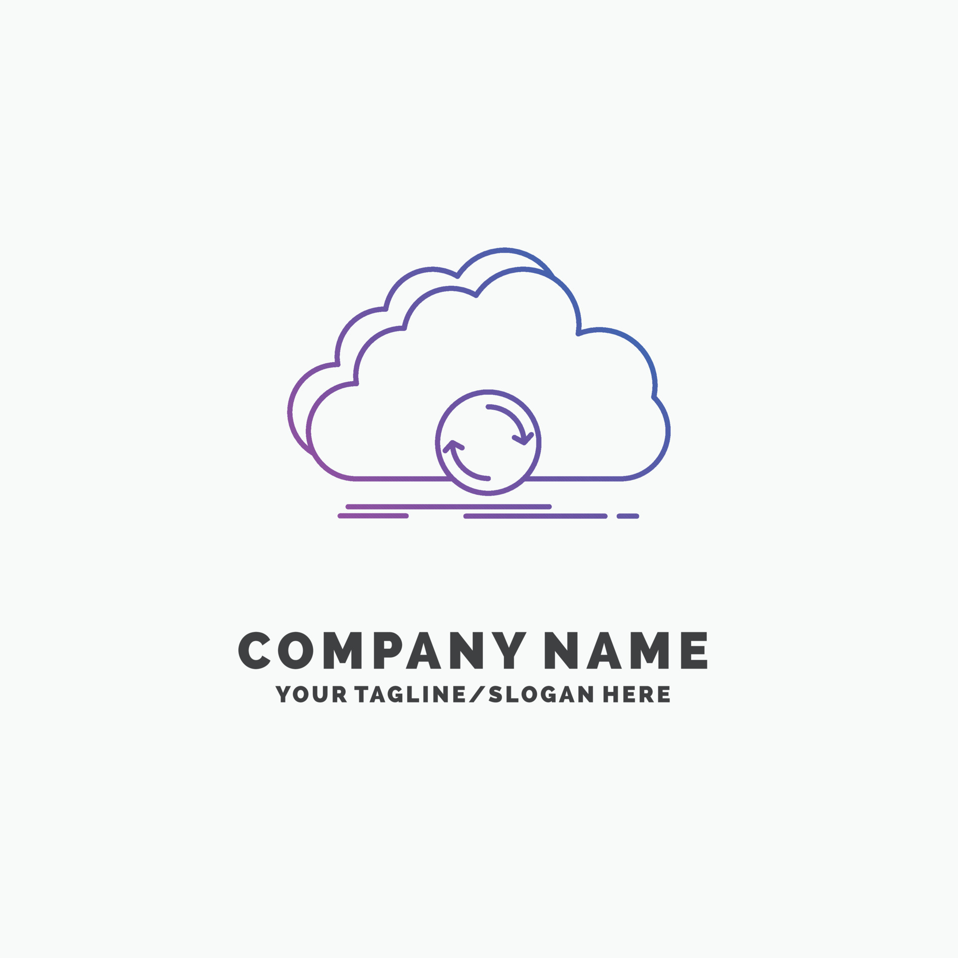 Cloud Syncing Sync Data Synchronization Purple Business Logo Template Place For Tagline