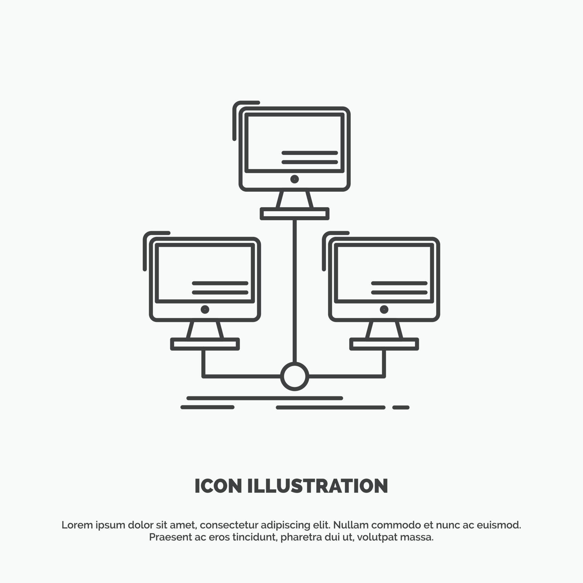 Database Distributed Connection Network Computer Icon Line Vector Gray Symbol For Ui And Ux