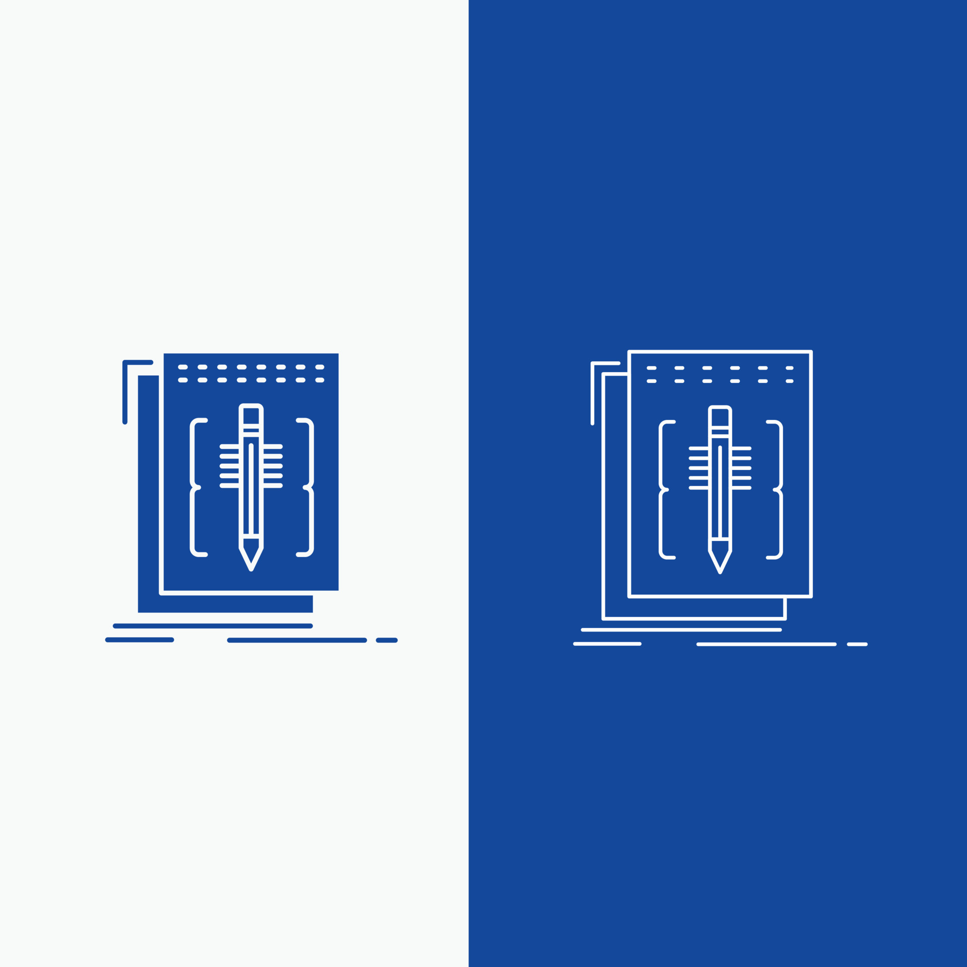 Code Edit Editor Language Program Line And Glyph Web Button In Blue