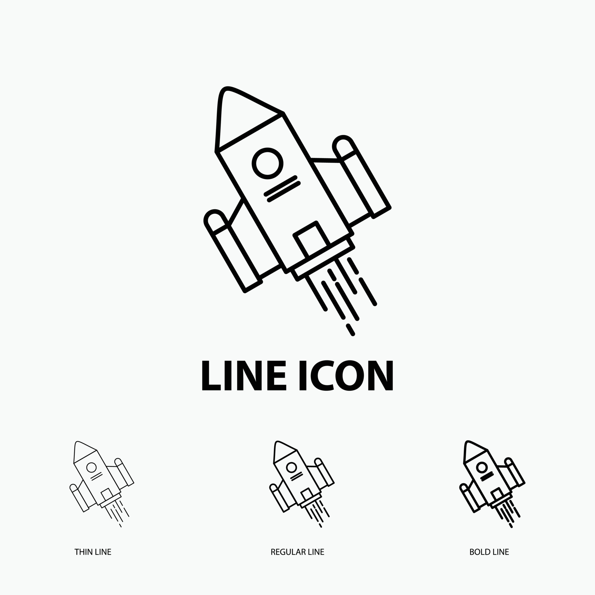 Space Craft Shuttle Space Rocket Launch Icon In Thin Regular And Bold Line Style Vector