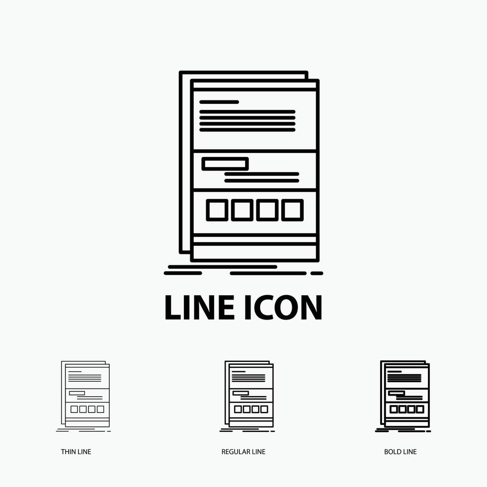 Browser. dynamic. internet. page. responsive Icon in Thin. Regular and Bold Line Style. Vector ...