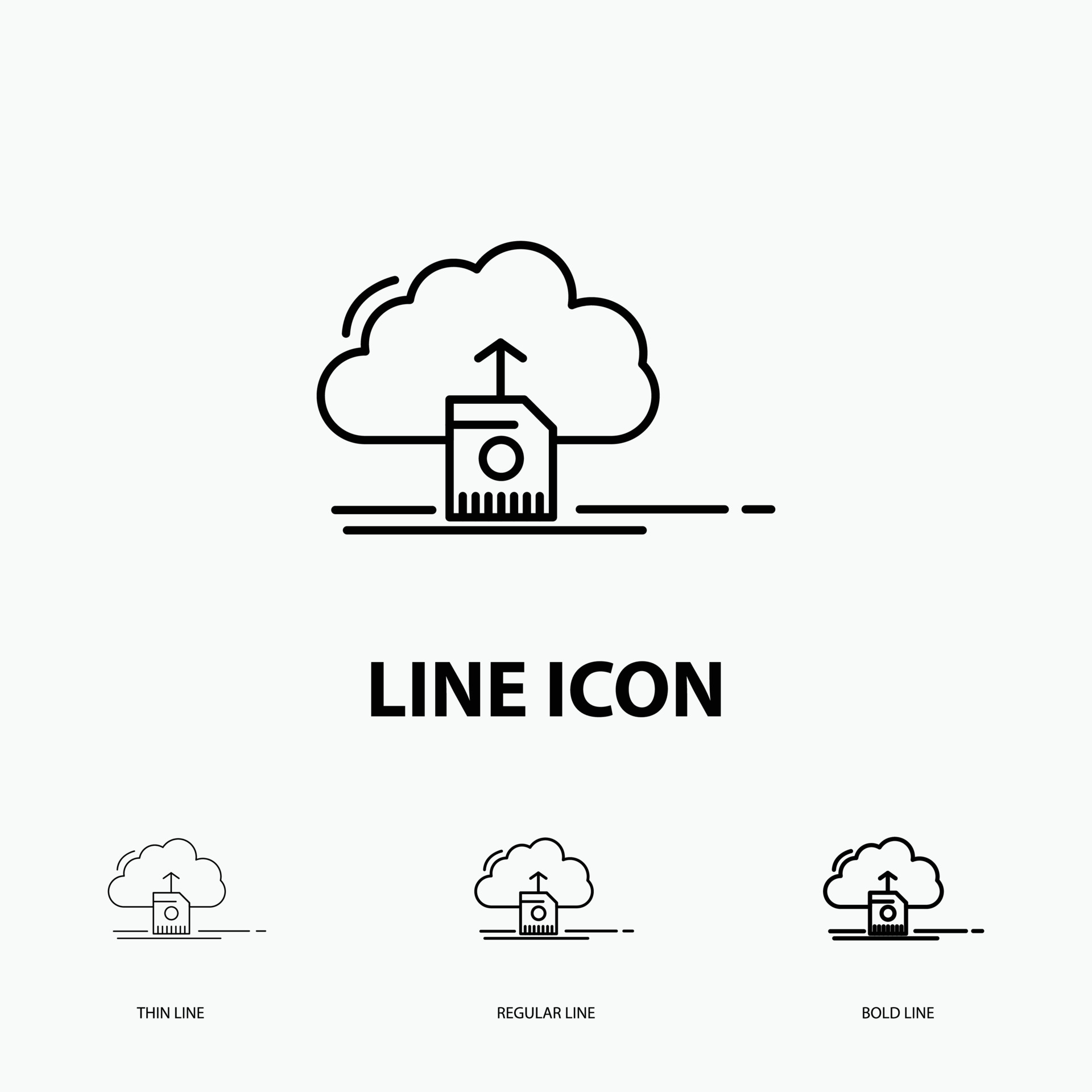 Cloud Upload Save Data Computing Icon In Thin Regular And Bold Line Style Vector