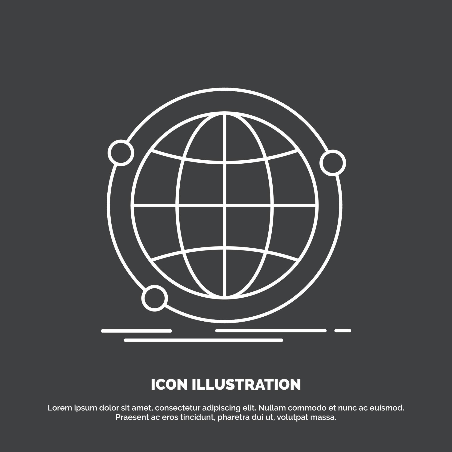 Data. global. internet. network. web Icon. Line vector symbol for UI and UX. website or mobile ...