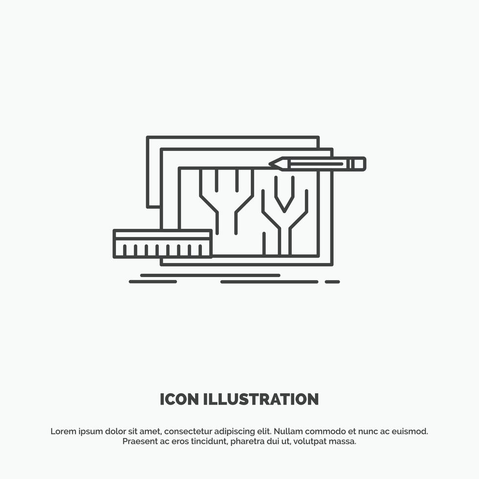 Architecture. blueprint. circuit. design. engineering Icon. Line vector gray symbol for UI and ...