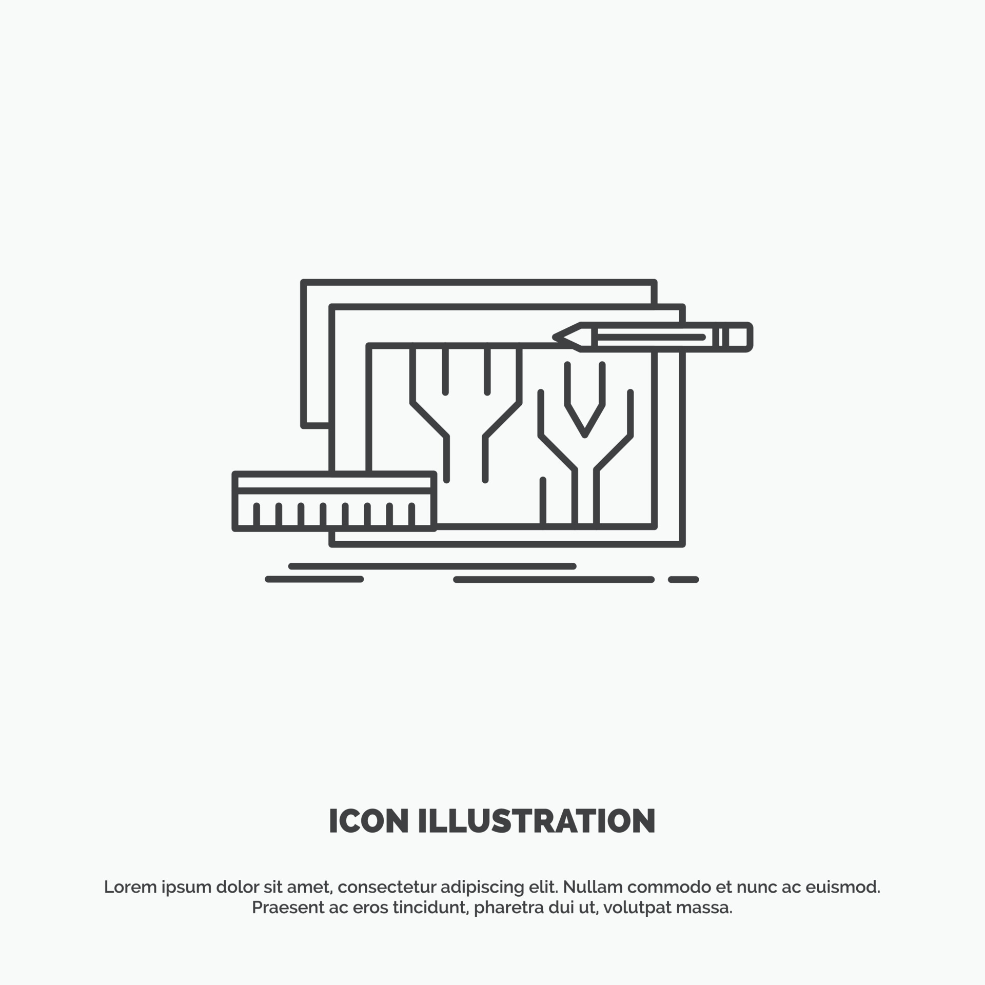 Architecture Blueprint Circuit Design Engineering Icon Line Vector