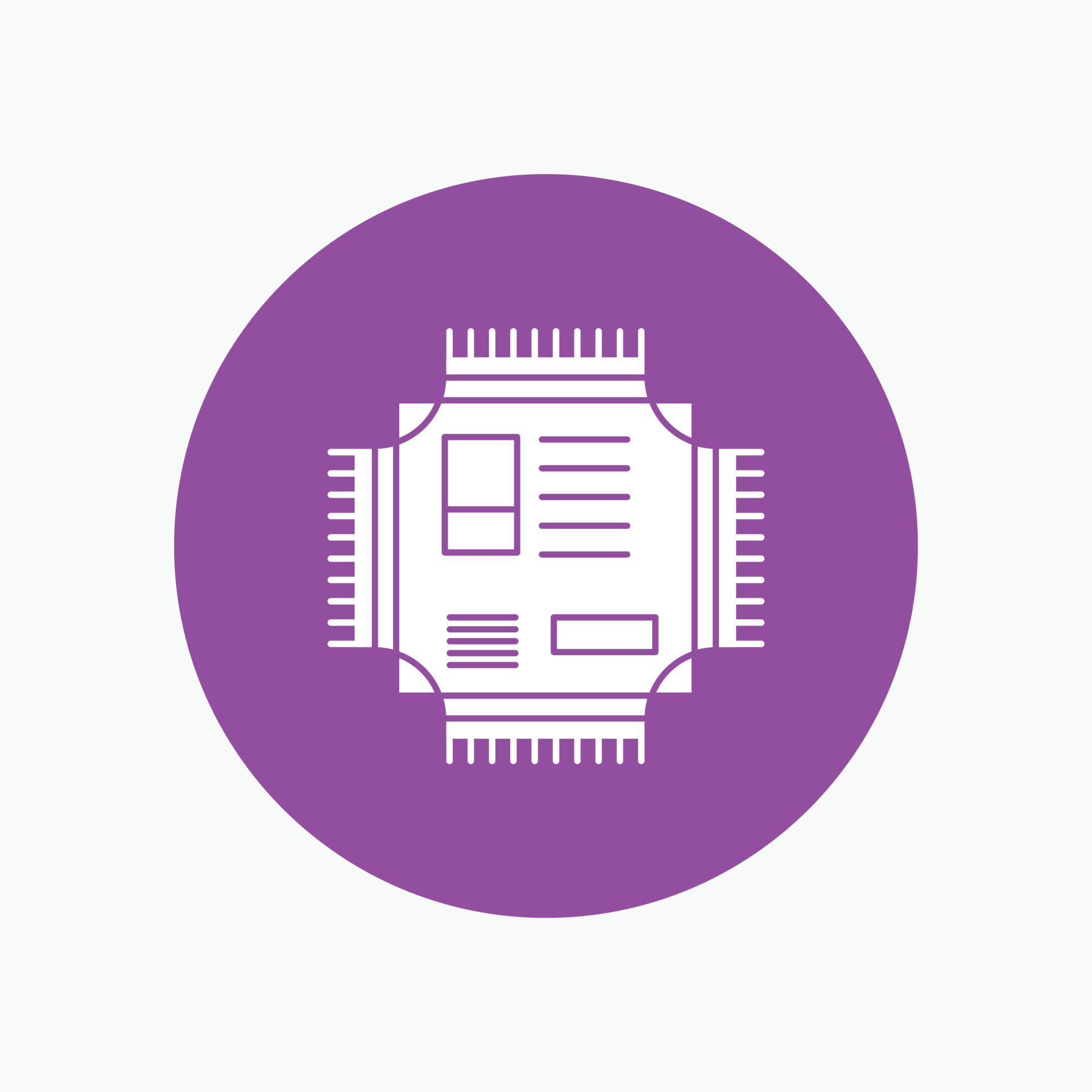 Chip Cpu Microchip Processor Technology White Glyph Icon In Circle Vector Button