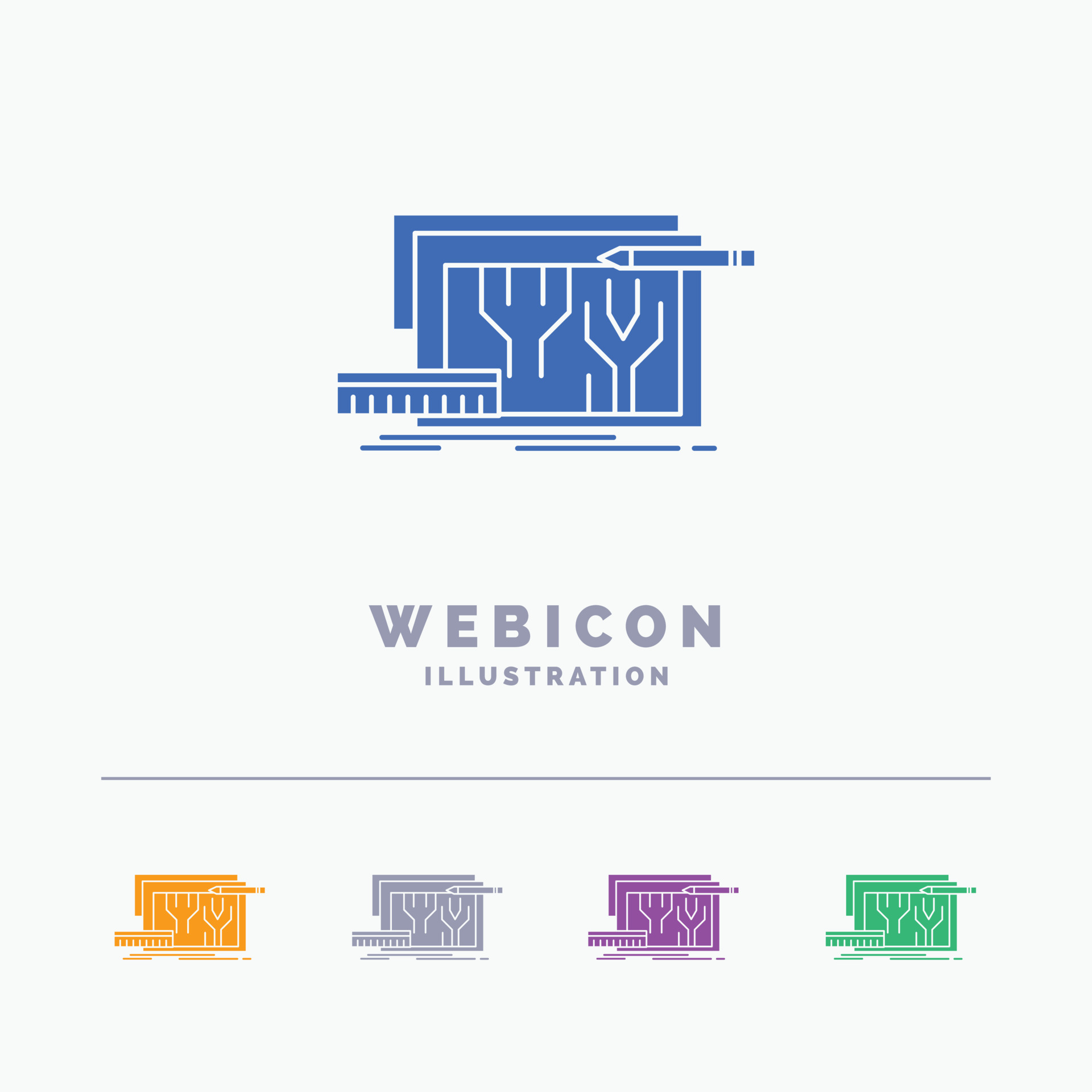 Architecture Blueprint Circuit Design Engineering 5 Color Glyph Web Icon Template Isolated
