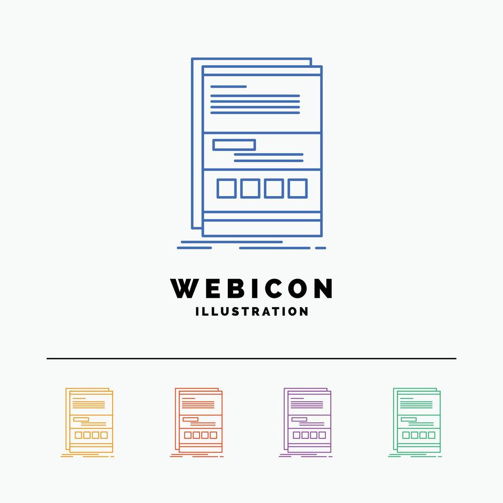 Browser Dynamic Internet Page Responsive 5 Color Line Web Icon