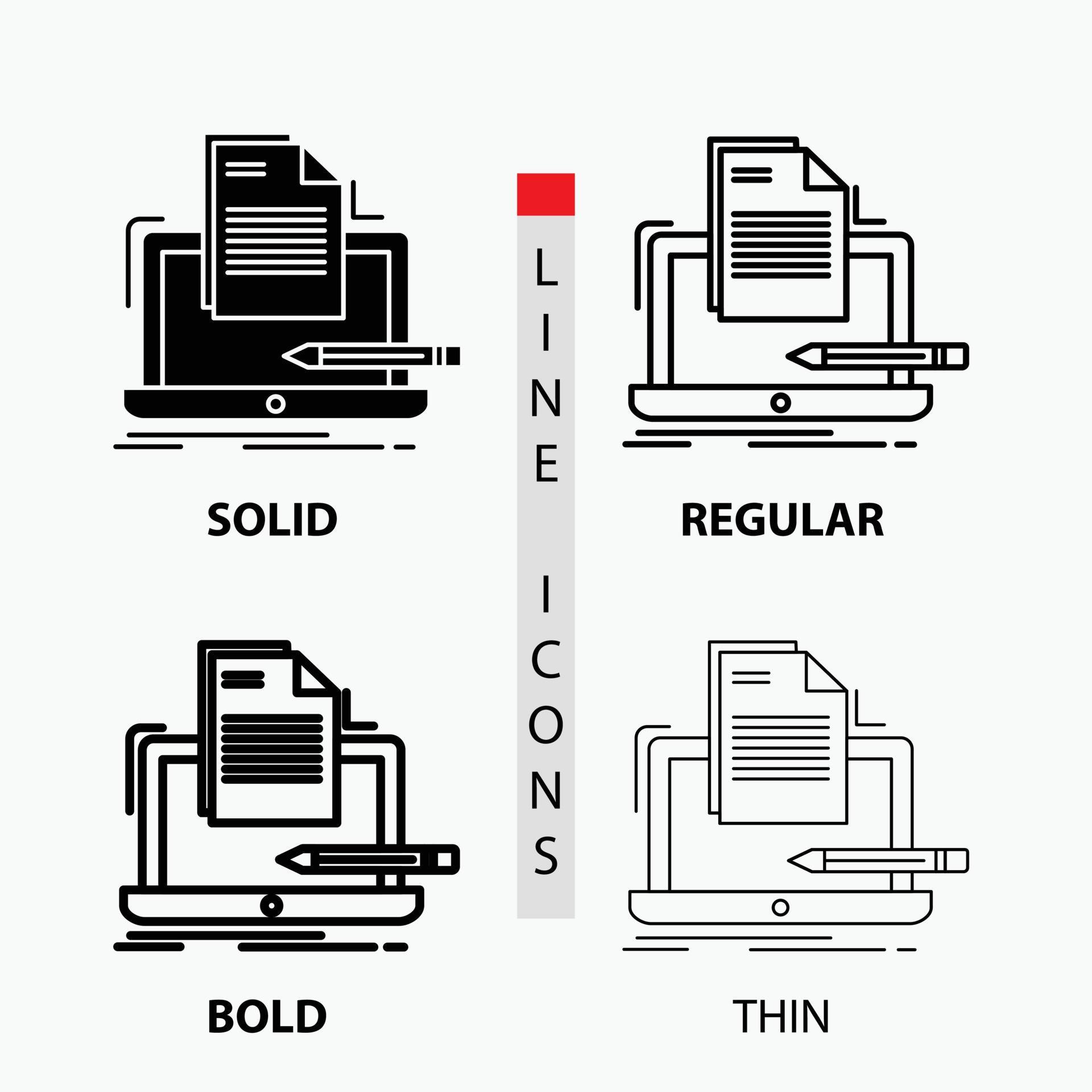 Coder Coding Computer List Paper Icon In Thin Regular Bold Line And Glyph Style Vector