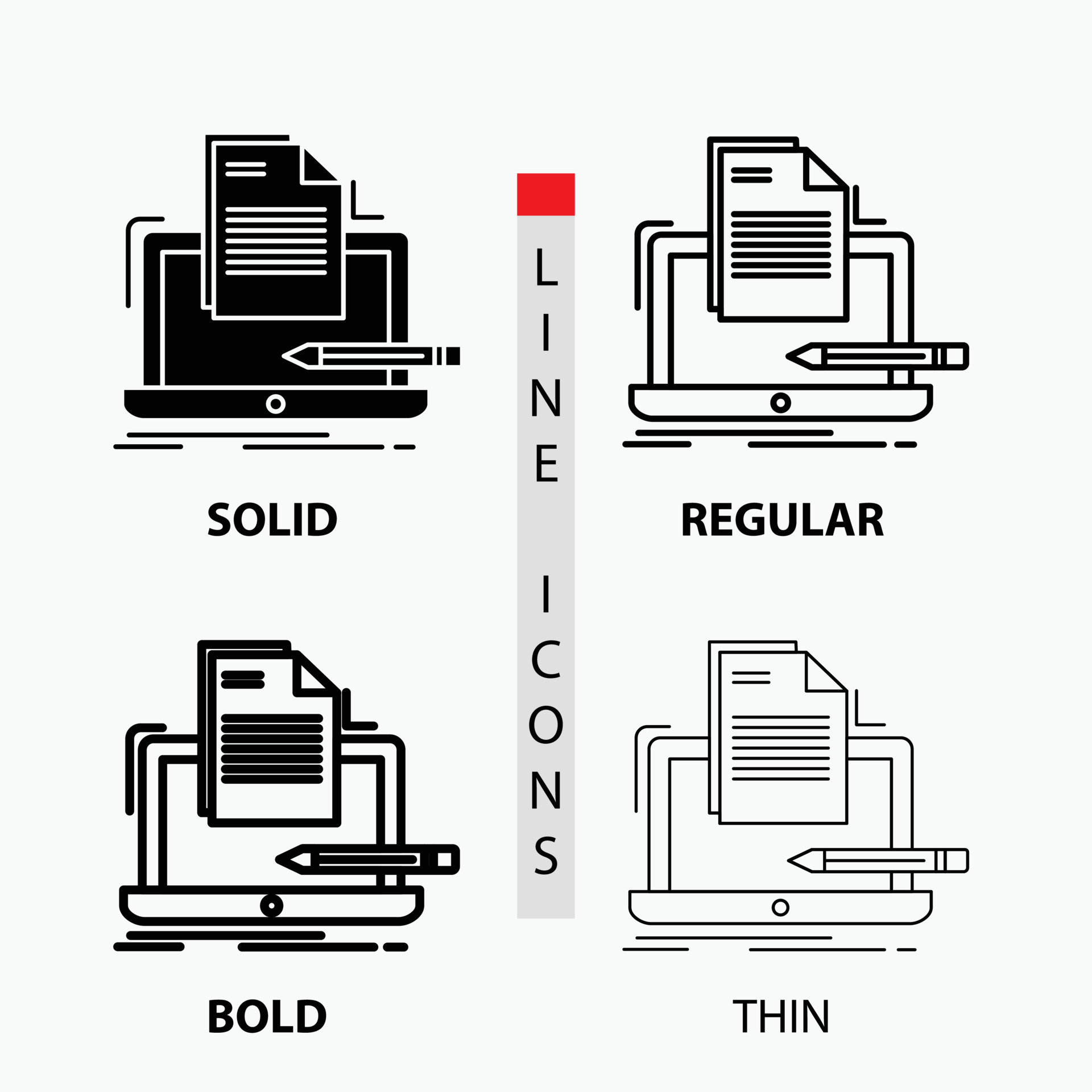 Coder Coding Computer List Paper Icon In Thin Regular Bold Line And Glyph Style Vector