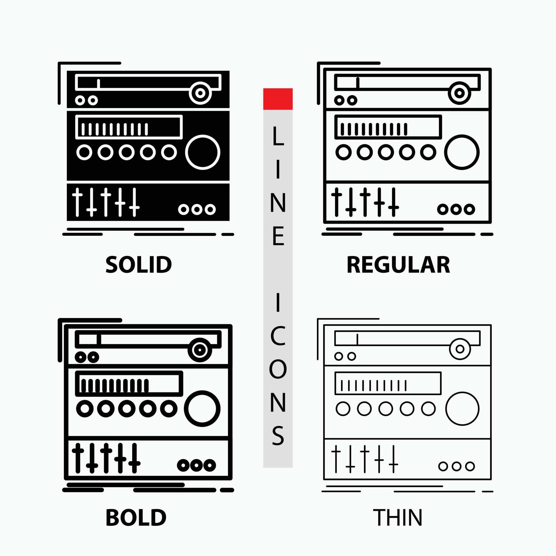 rack. component. module. sound. studio Icon in Thin. Regular. Bold Line and Glyph Style. Vector ...