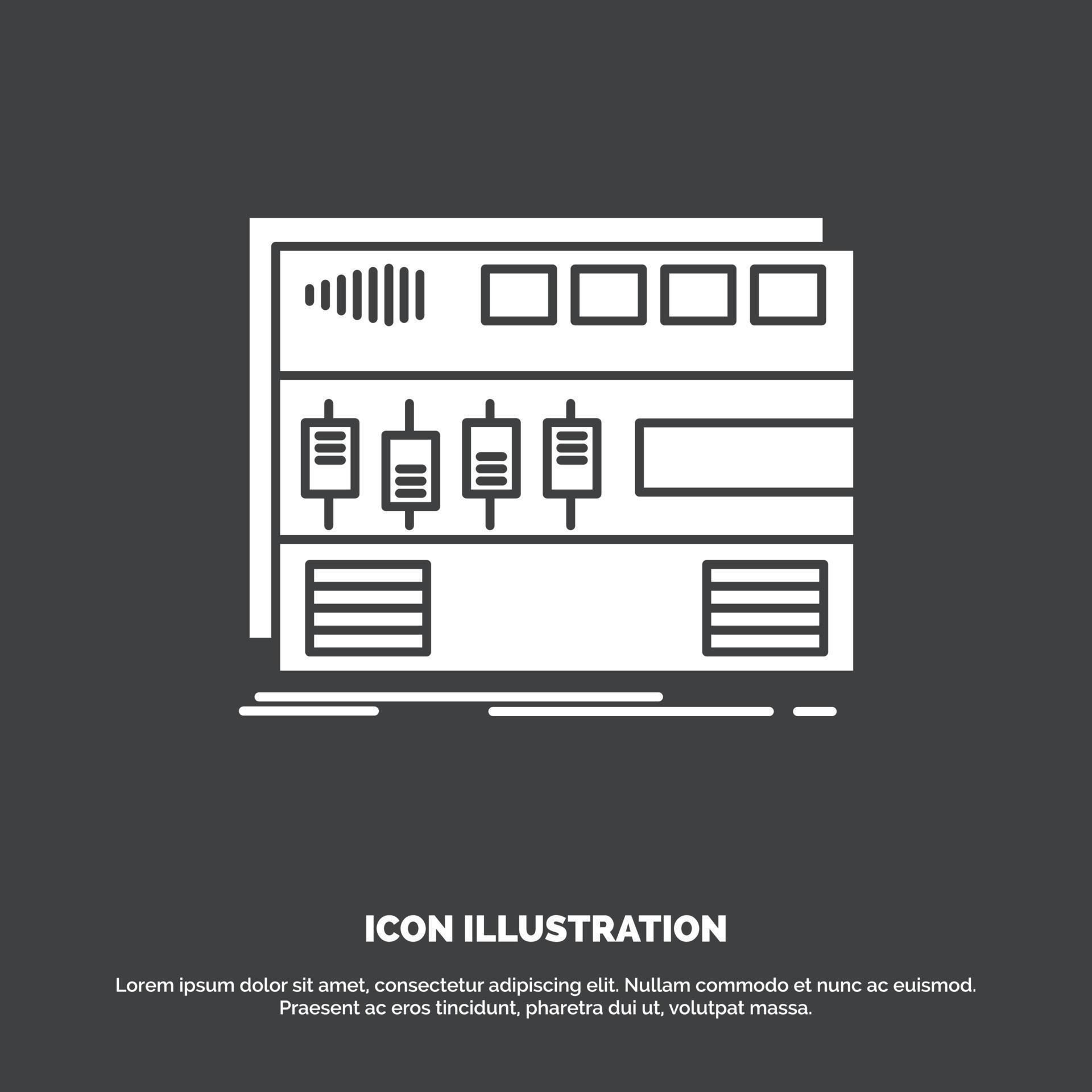 Audio. mastering. module. rackmount. sound Icon. glyph vector symbol for UI and UX. website or ...