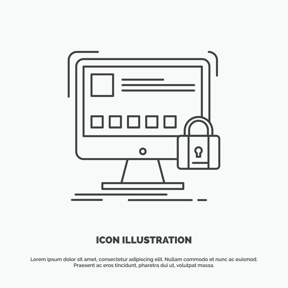 Protect Protection Lock Safety Secure Icon Line Vector Gray Symbol