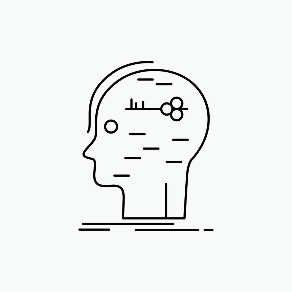 Brain Hack Hacking Key Mind Line Icon Vector Isolated Illustration 12816871 Vector Art At