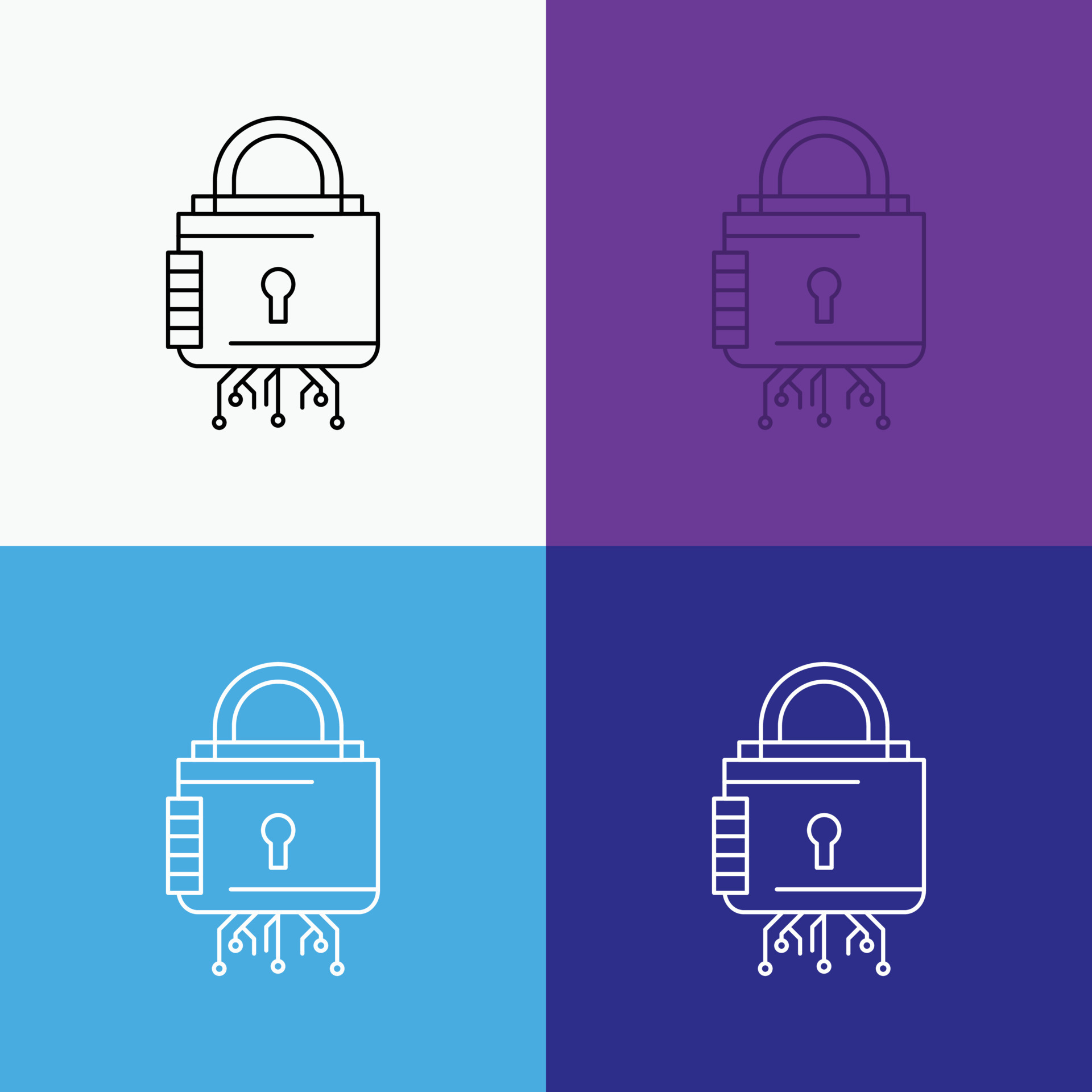 Security Cyber Lock Protection Secure Icon Over Various Background