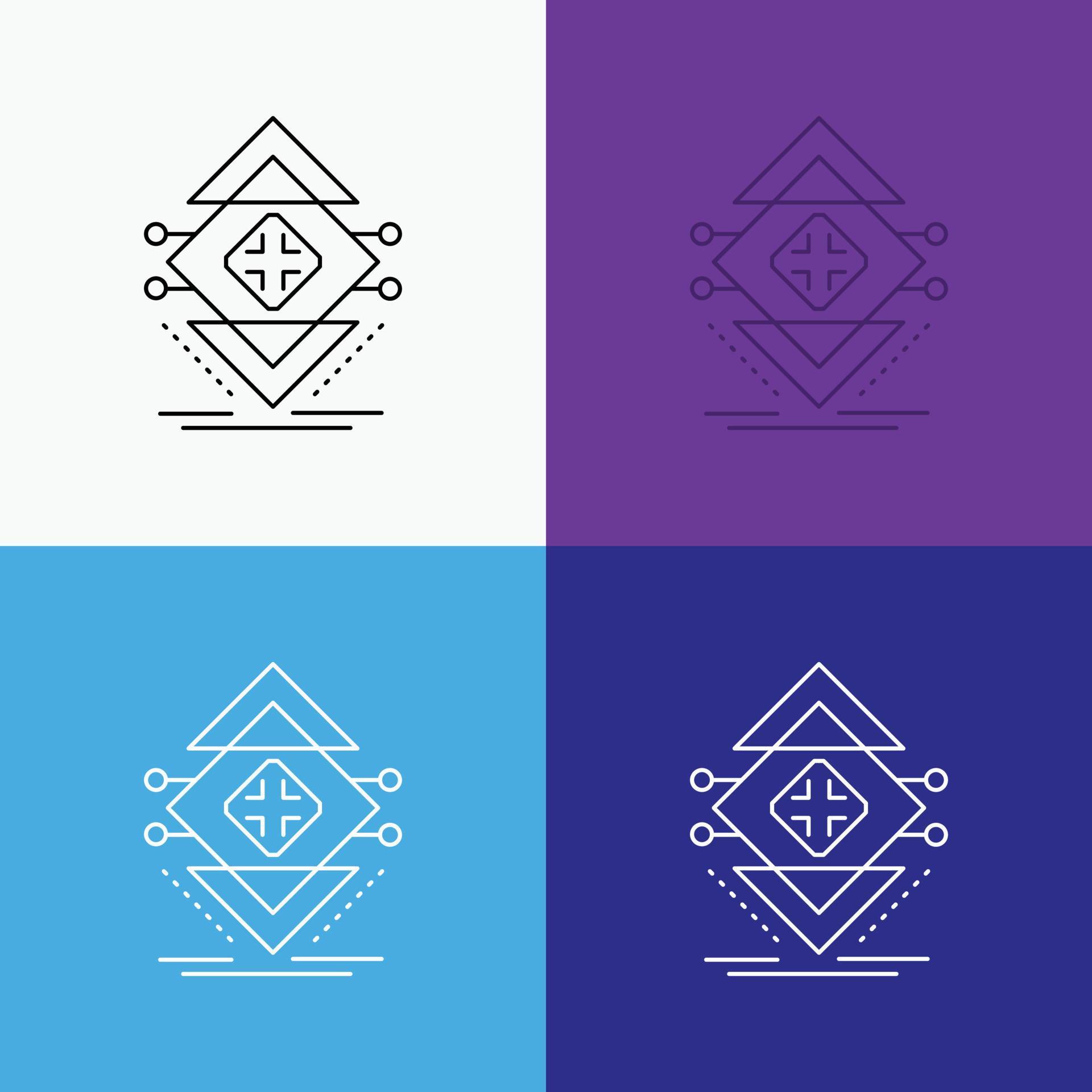 Computing Data Infrastructure Science Structure Icon Over Various Background Line Style