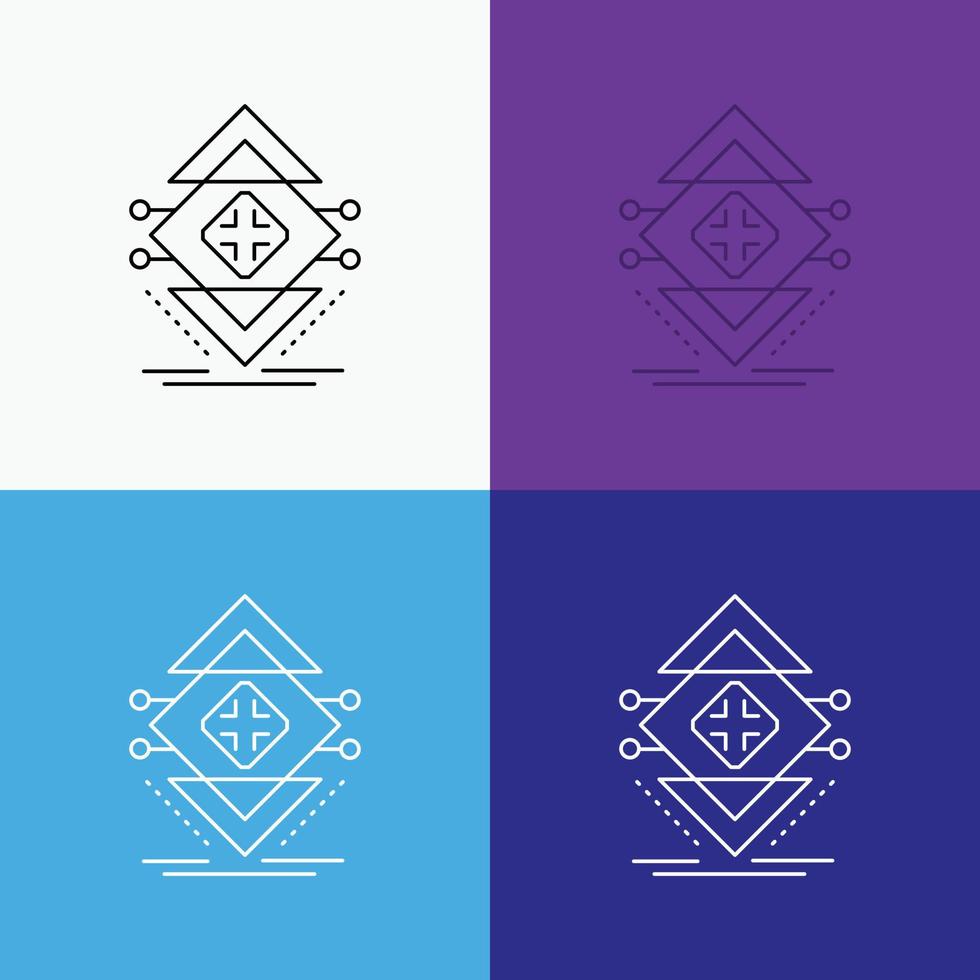 Computing. data. infrastructure. science. structure Icon Over Various Background. Line style ...