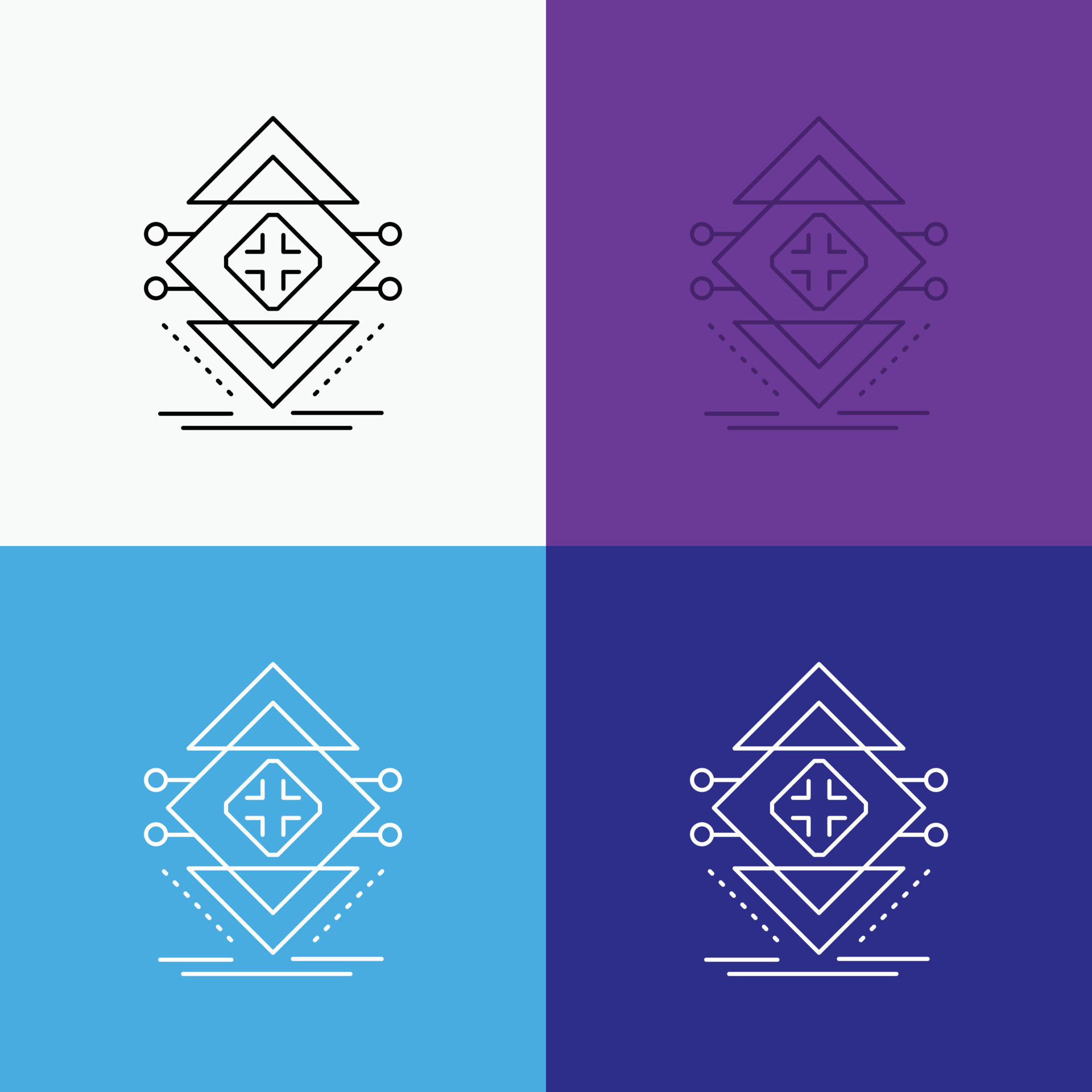 Computing Data Infrastructure Science Structure Icon Over Various Background Line Style