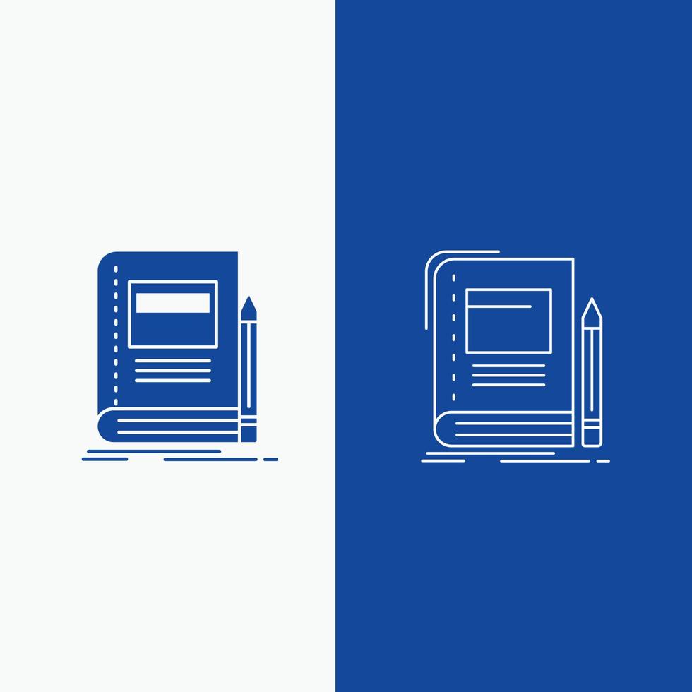 Book Business Education Notebook School Line And Glyph Web Button In Blue Color Vertical
