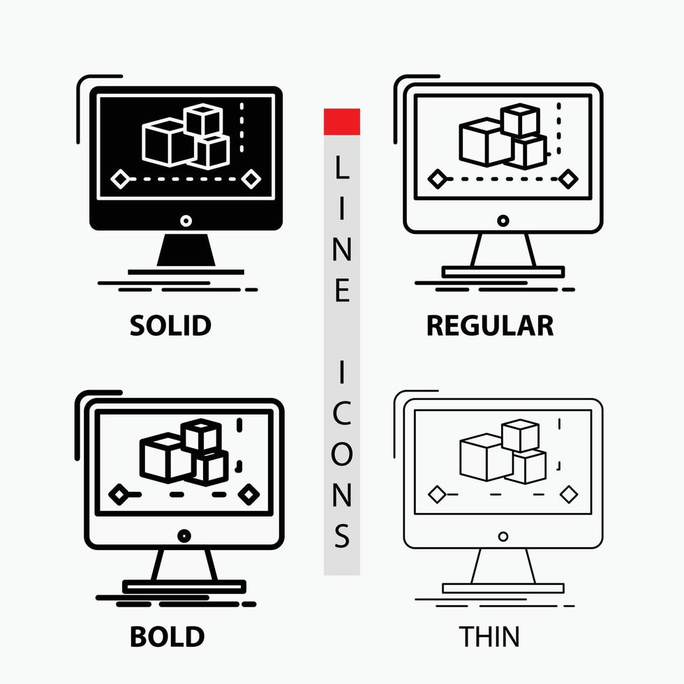 Animation Computer Editor Monitor Software Icon In Thin Regular Bold Line And Glyph Style