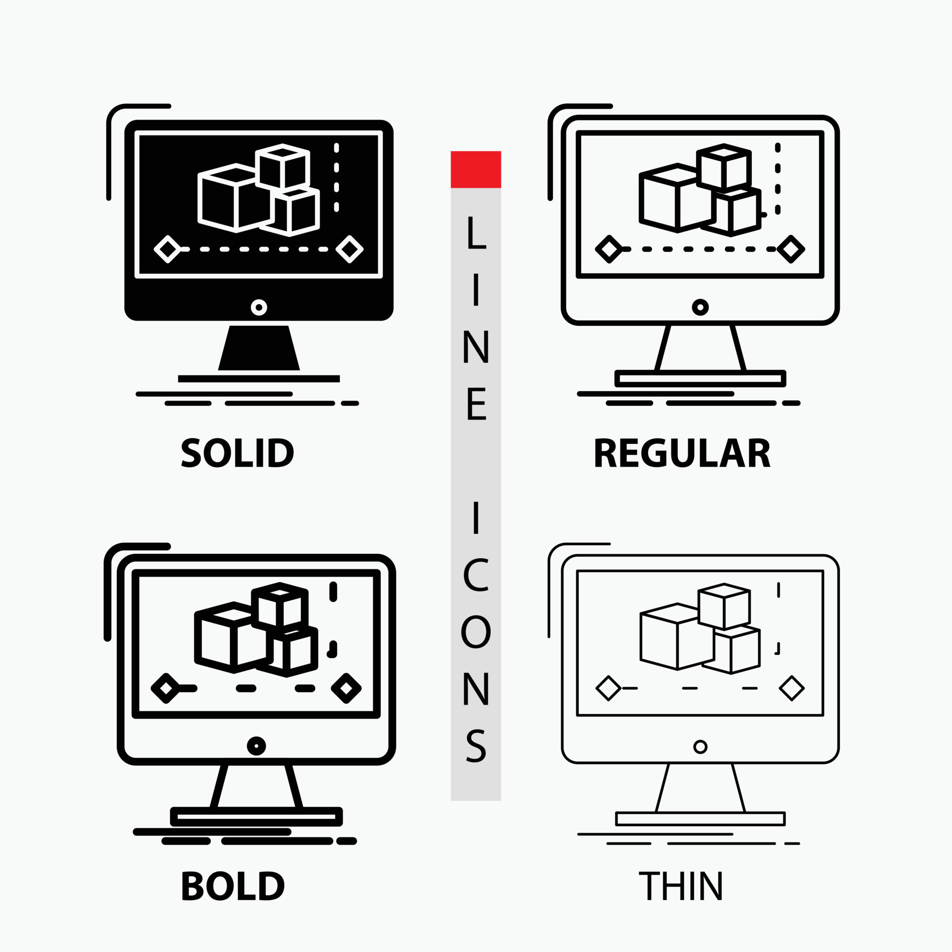 Animation Computer Editor Monitor Software Icon In Thin Regular