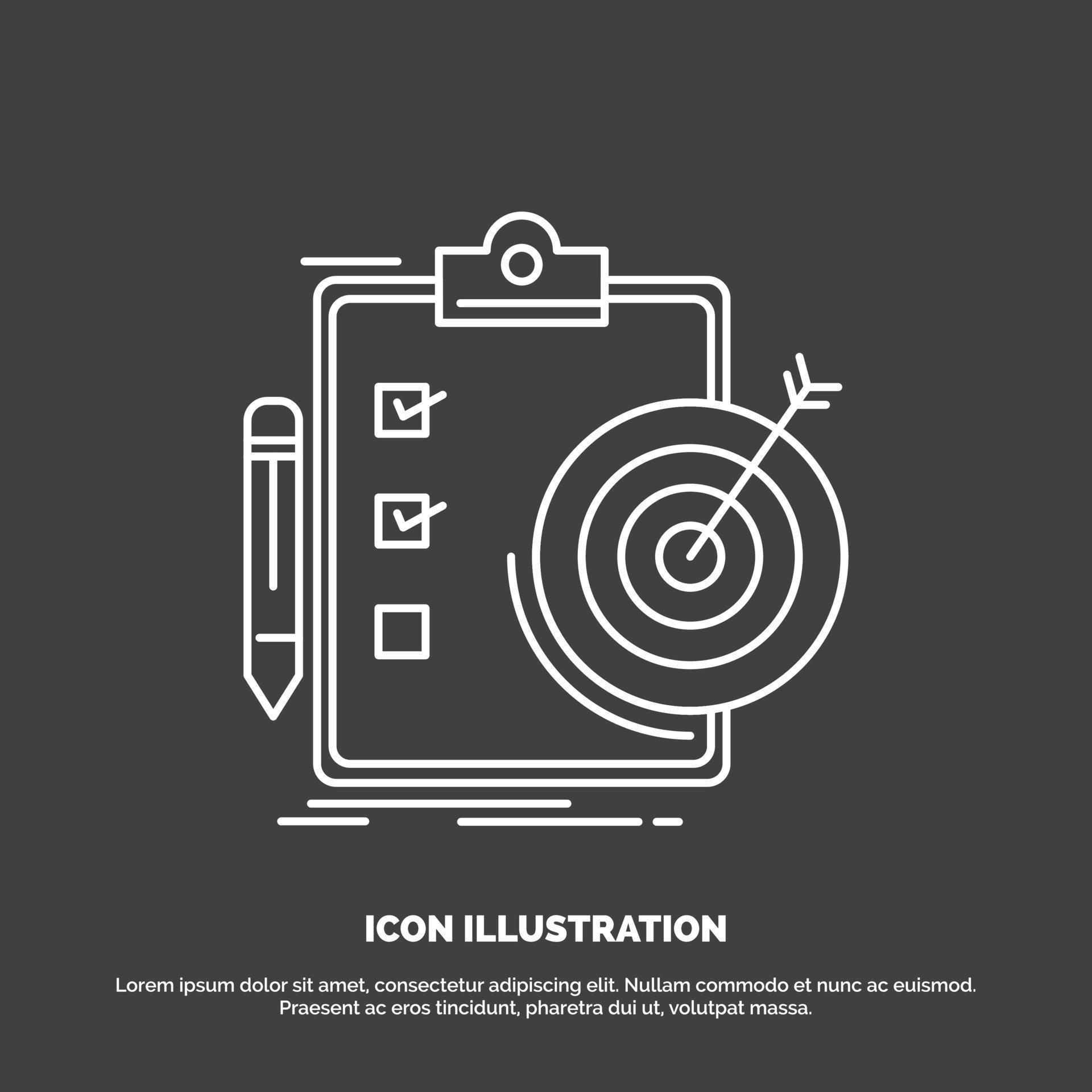 Goals Report Analytics Target Achievement Icon Line Vector Symbol For Ui And Ux Website Or