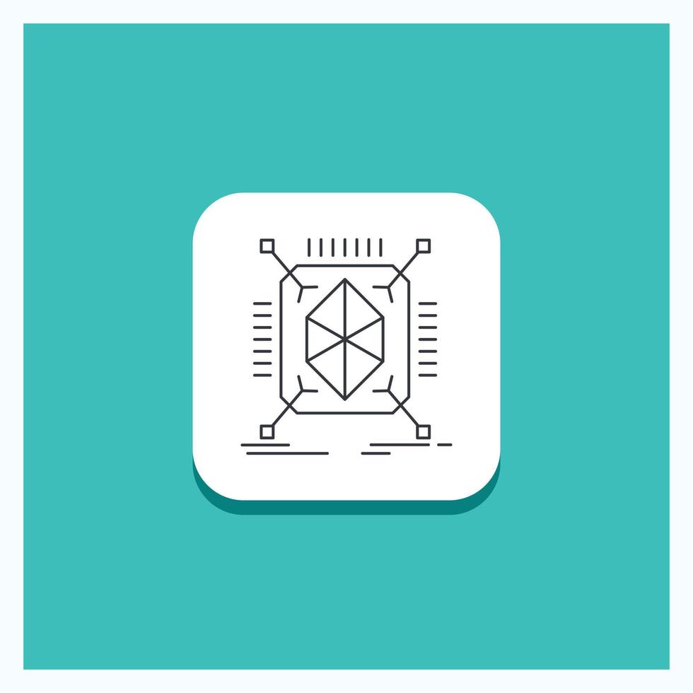 Round Button For Object Prototyping Rapid Structure 3d Line Icon Turquoise Background