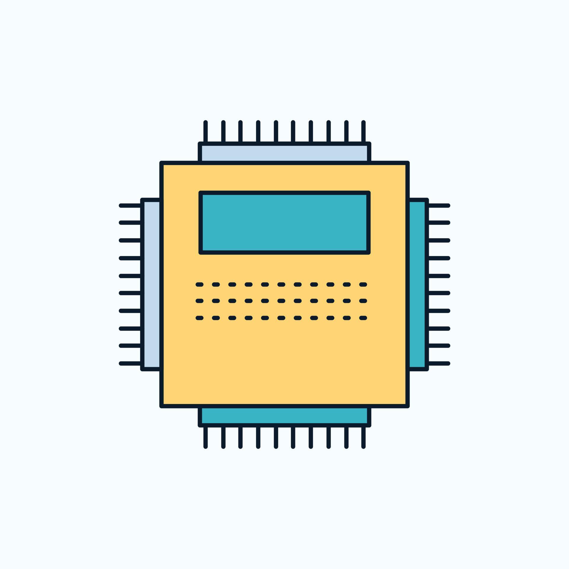 Processor. Hardware. Computer. PC. Technology Flat Icon. green and ...