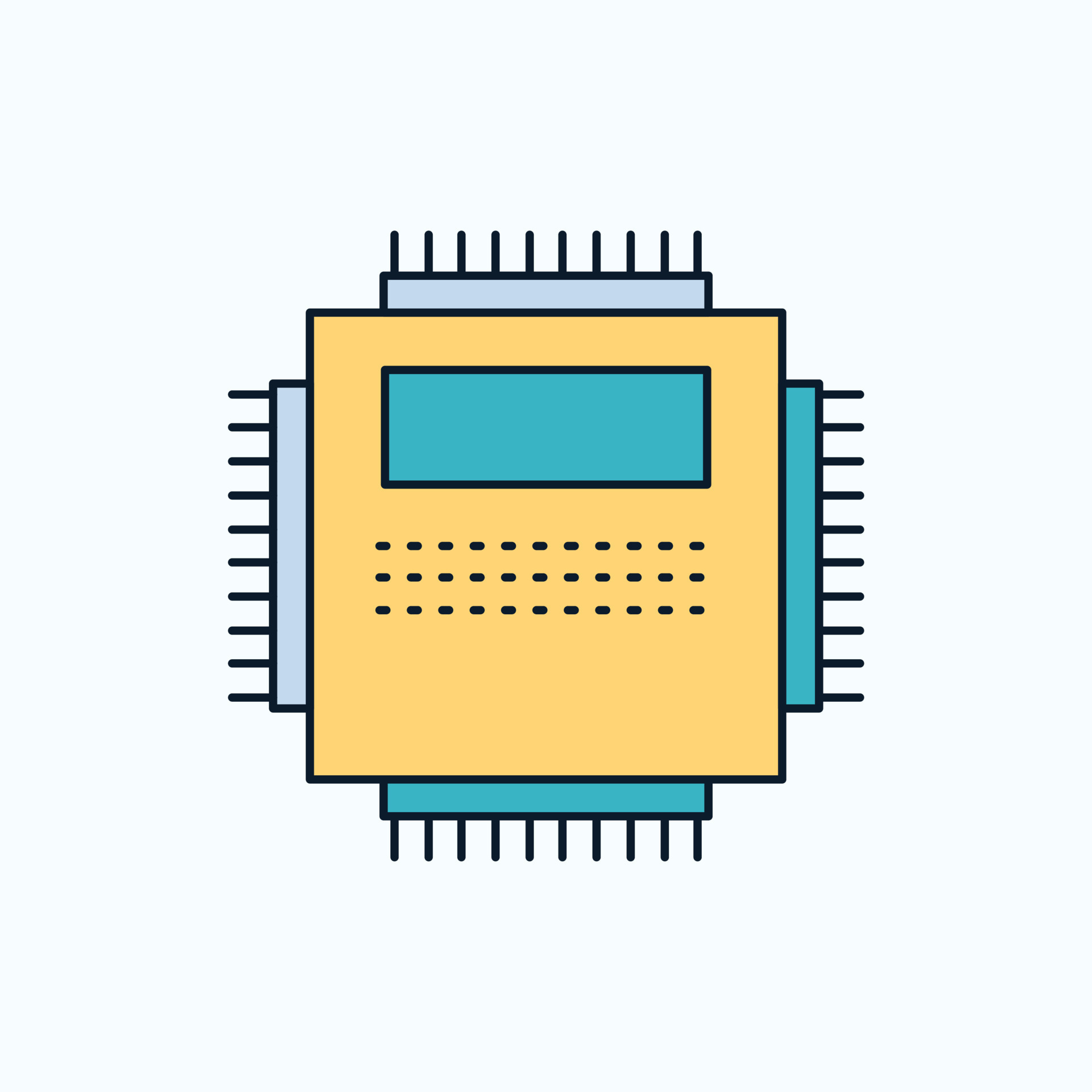 Processor Hardware Computer Pc Technology Flat Icon Green And