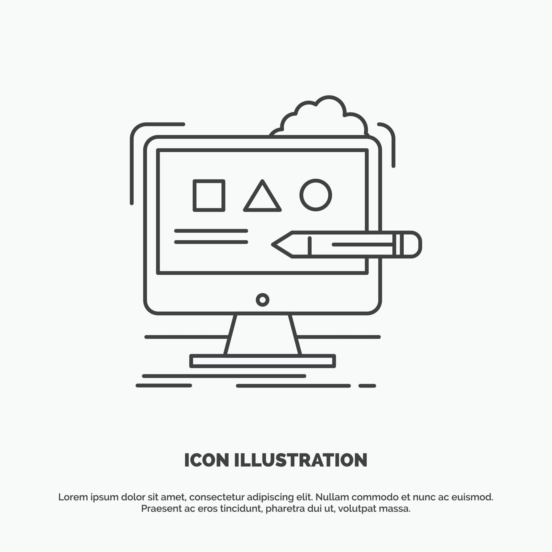 Art, computer, design, digital, studio Icon. Line vector gray symbol ... Art, computer, design, digital, studio Icon. Line vector gray symbol ...